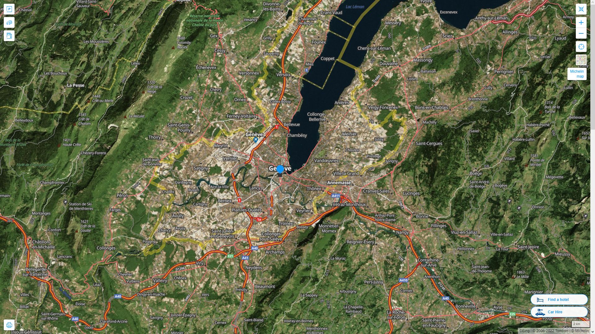 Geneva Map and Geneva Satellite Images