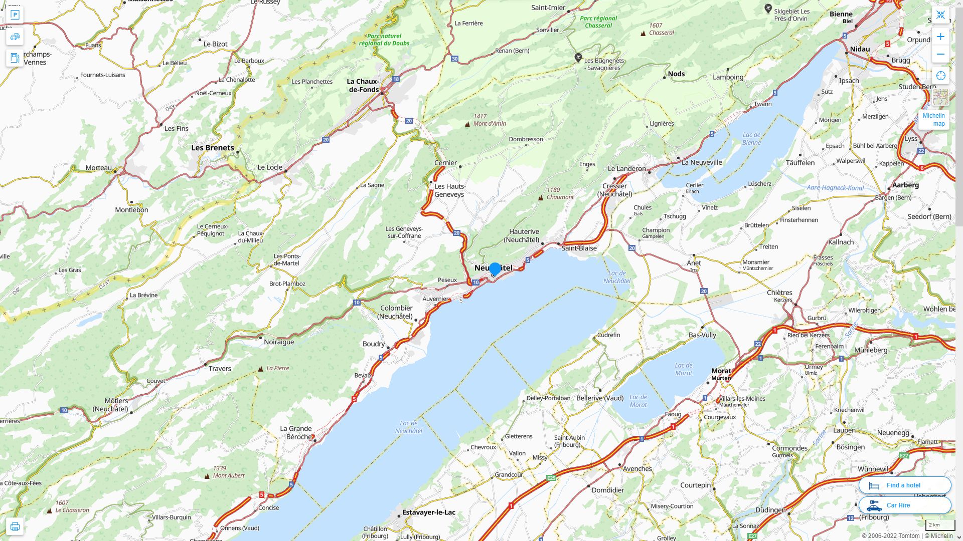 Neuchatel Map - Switzerland