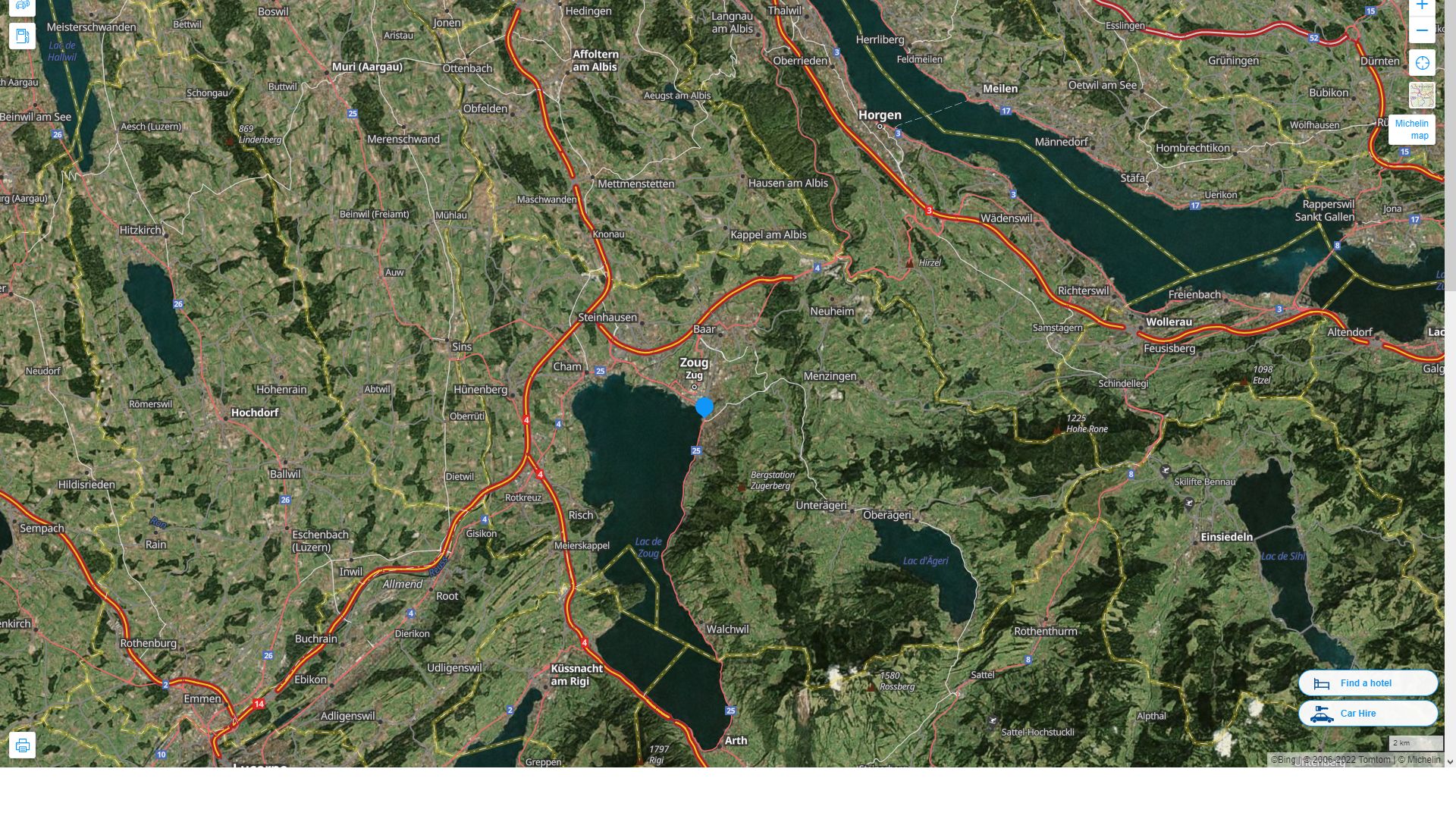 Zug Map and Zug Satellite Images
