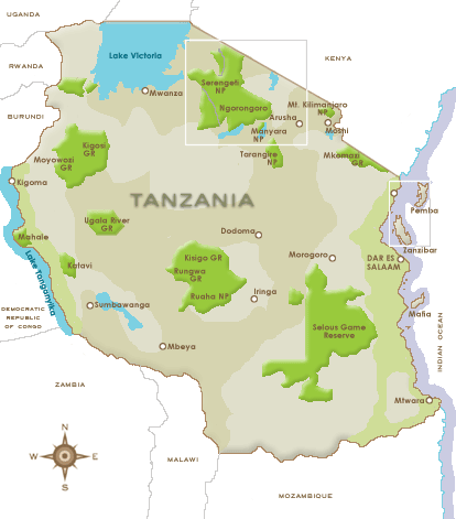Tanzania Map and Tanzania Satellite Images