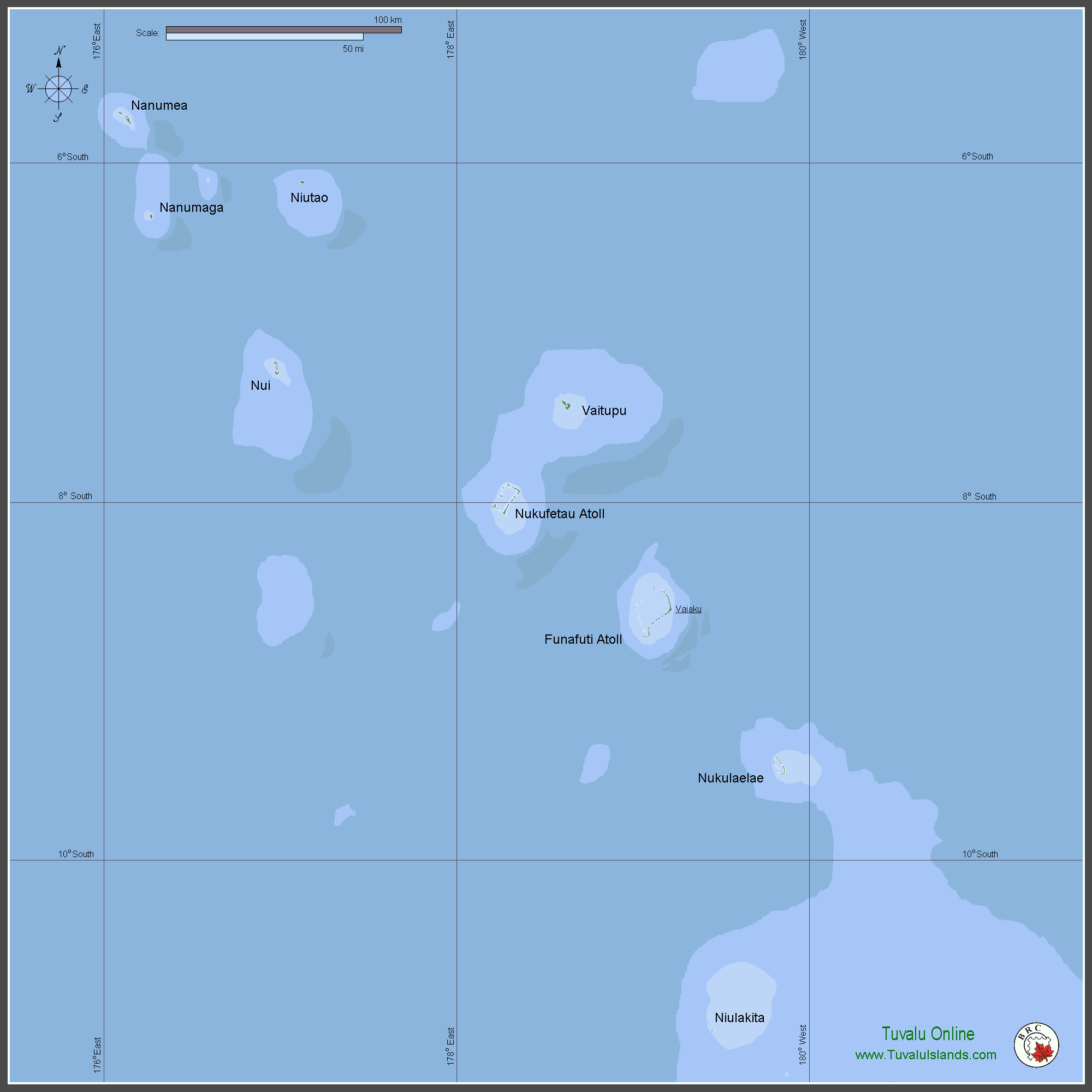 Tuvalu Map and Tuvalu Satellite Image