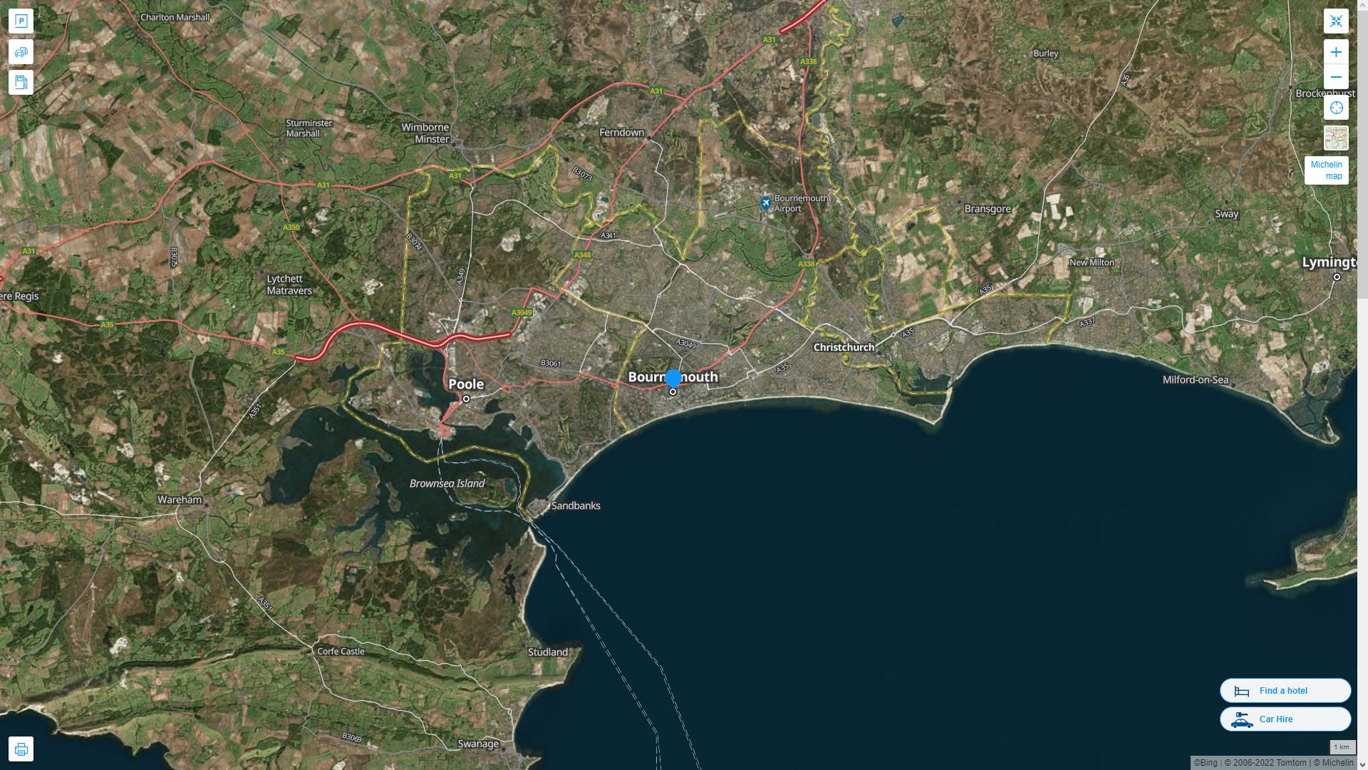 Bournemouth Map and Bournemouth Satellite Images