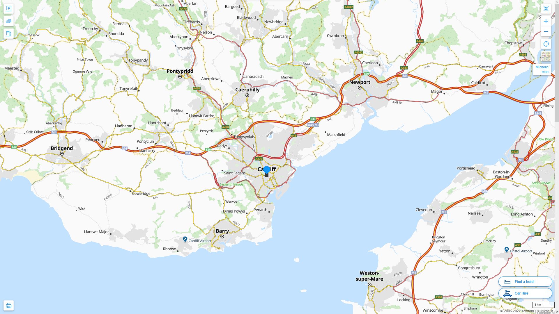 Cardiff Map and Cardiff Satellite Images