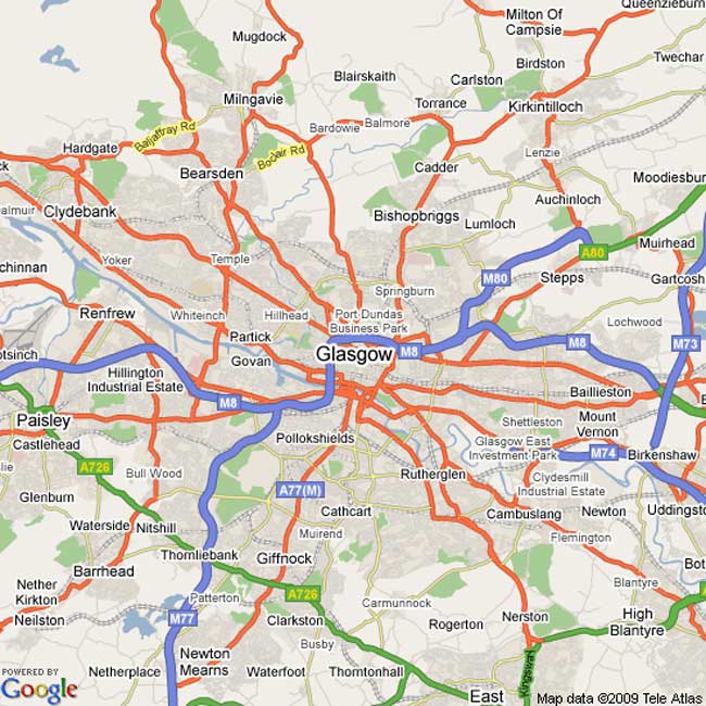 Glasgow Map and Glasgow Satellite Images