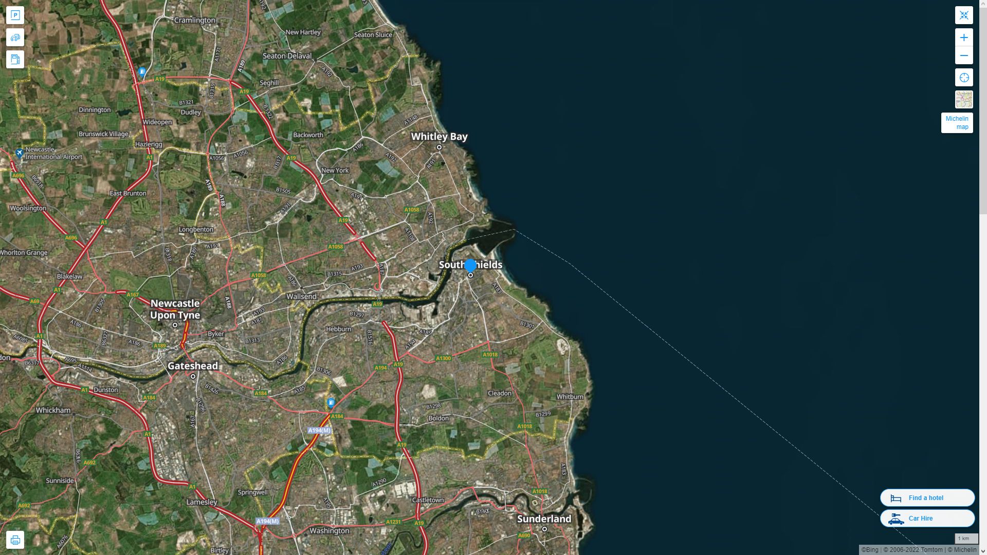 South Shields Map and South Shields Satellite Images