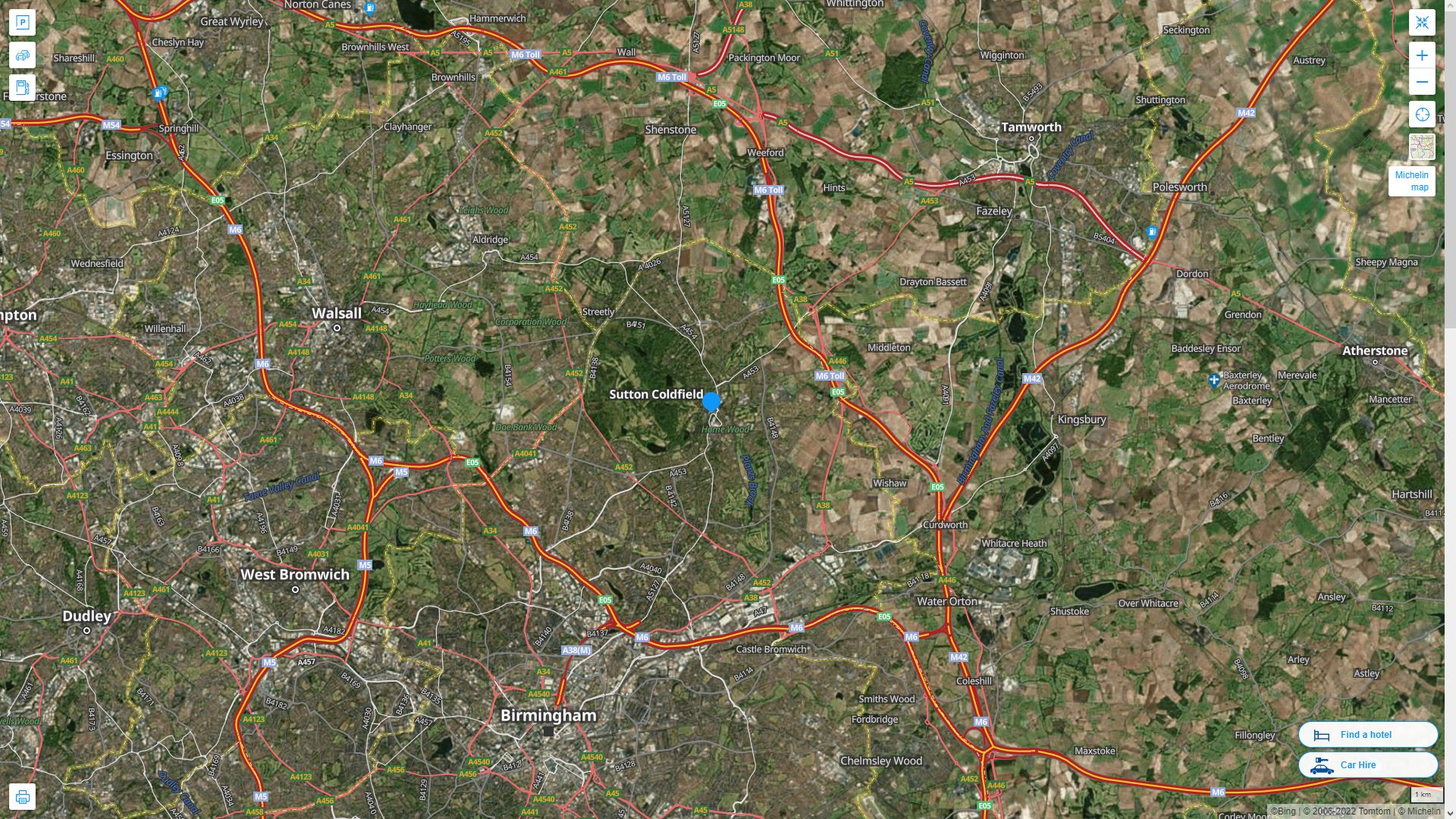 Sutton Coldfield Map and Sutton Coldfield Satellite Image