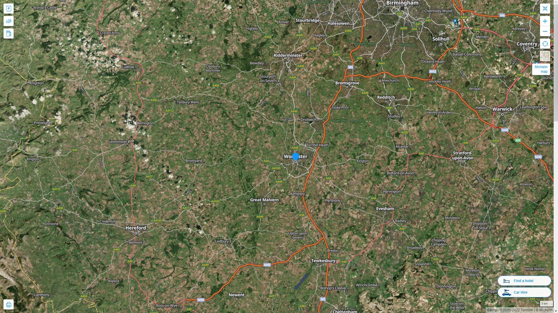 Worcester Map and Worcester Satellite Image