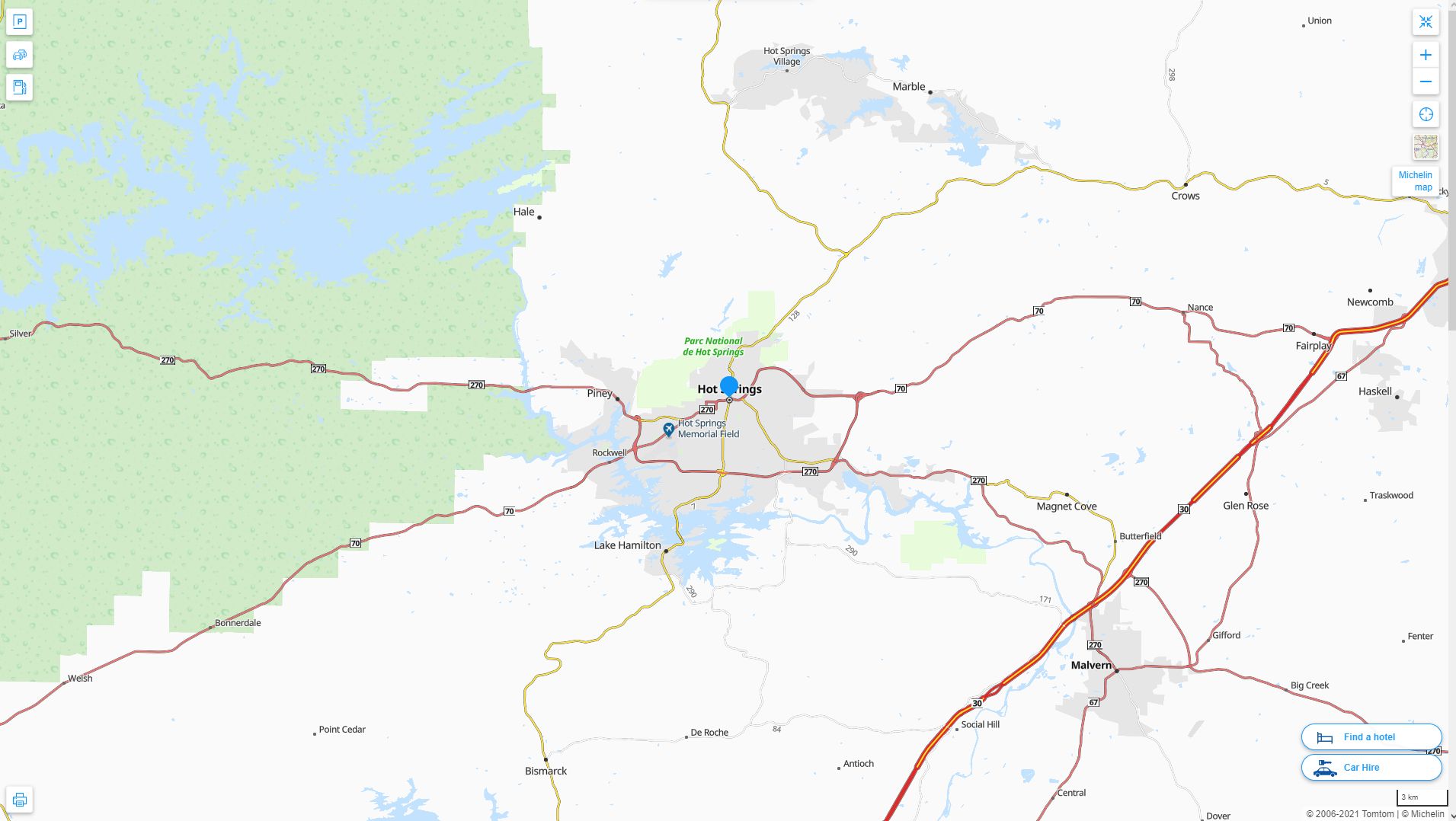 Hot Springs Arkansas Map - United States
