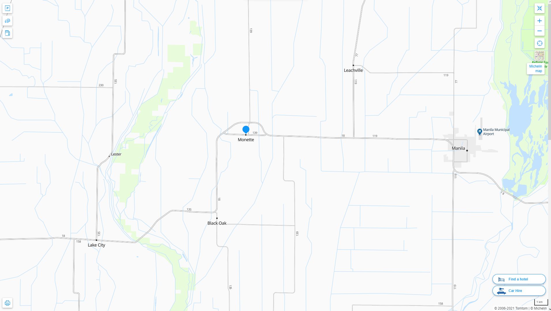 Monette Arkansas Map - United States