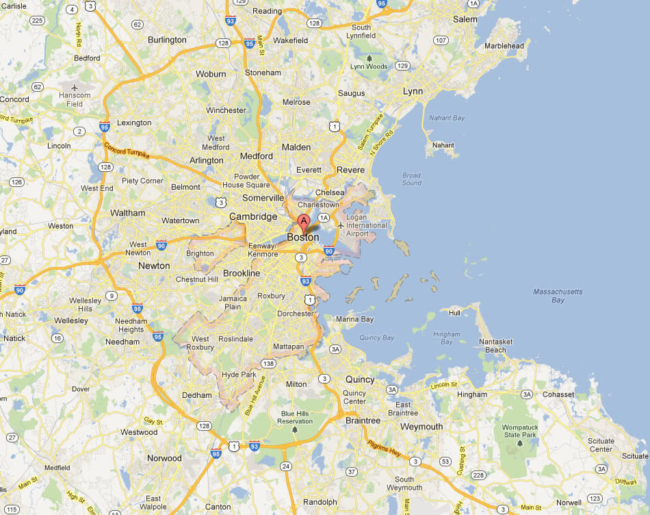 Boston Map and Boston Satellite Image