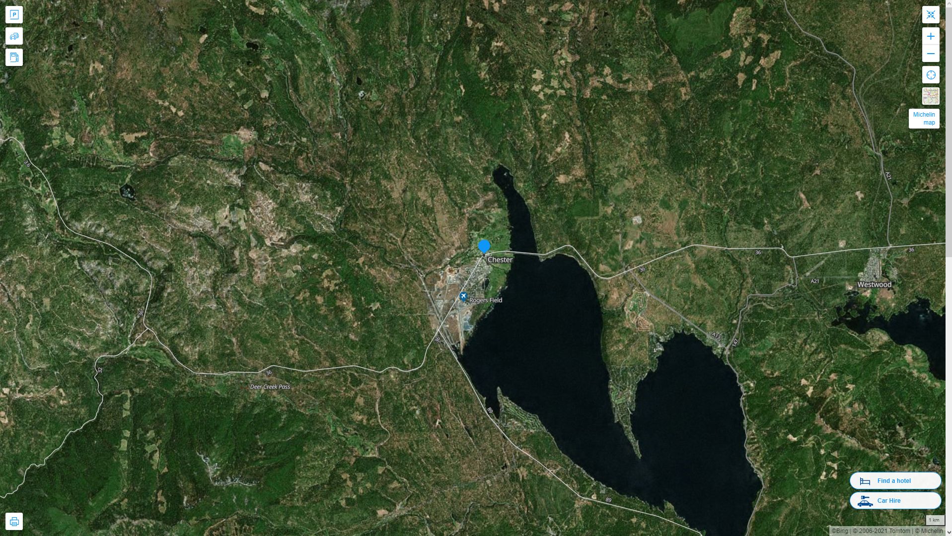 Chester California Map and Chester California Satellite Image