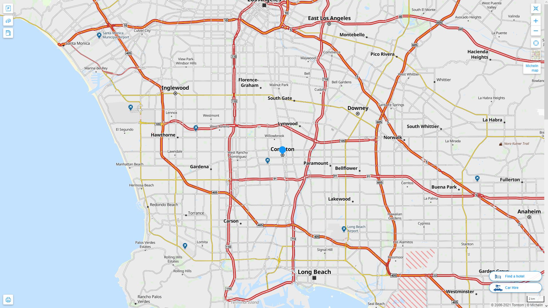 Compton California Map and Compton California Satellite Image