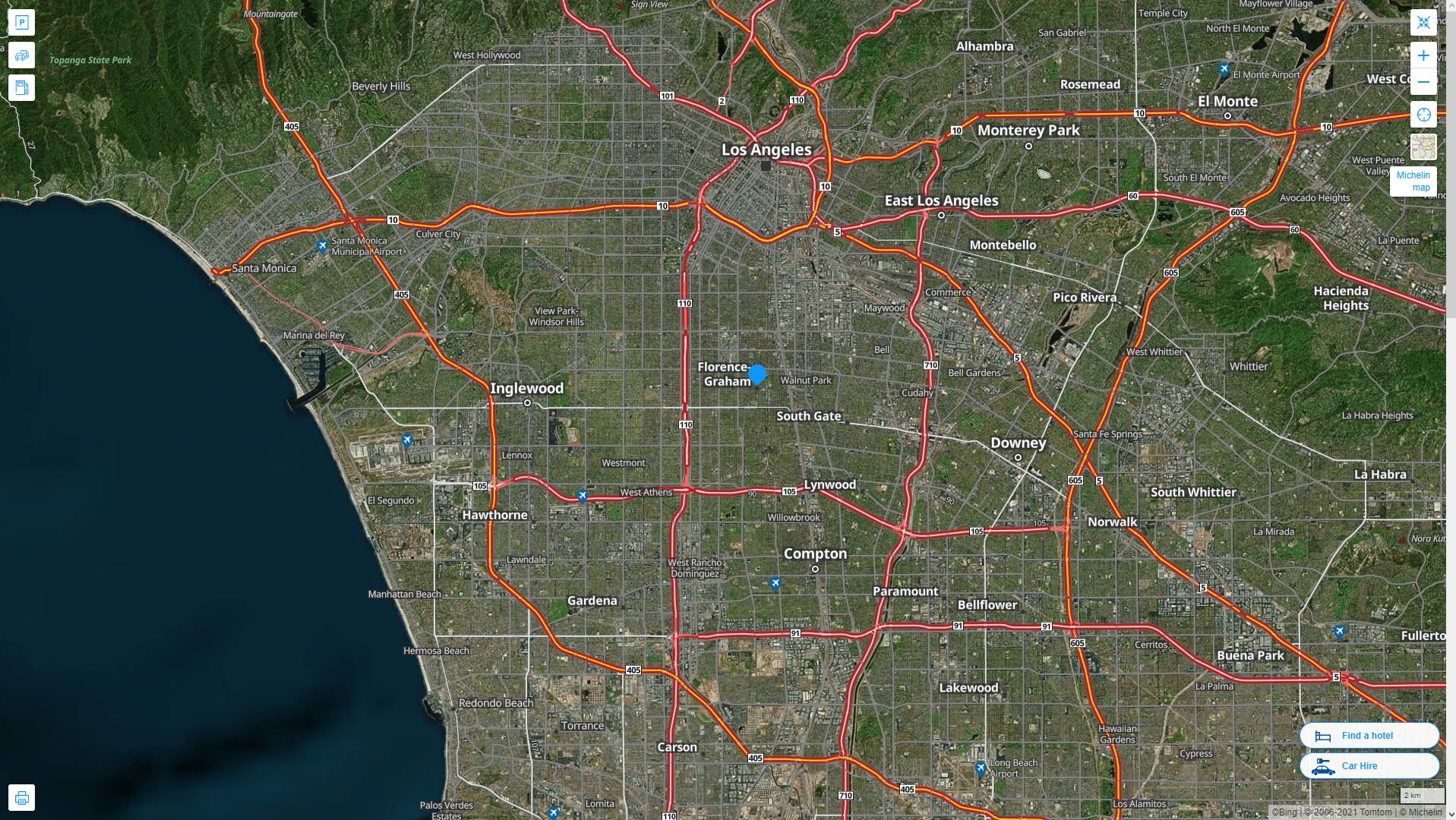 Florence Graham California Map - United States