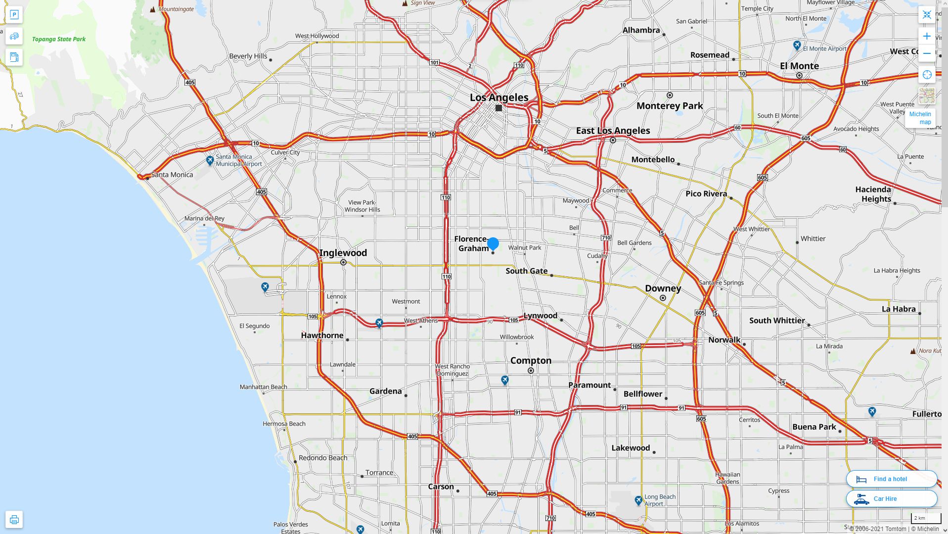 Florence Graham California Map - United States