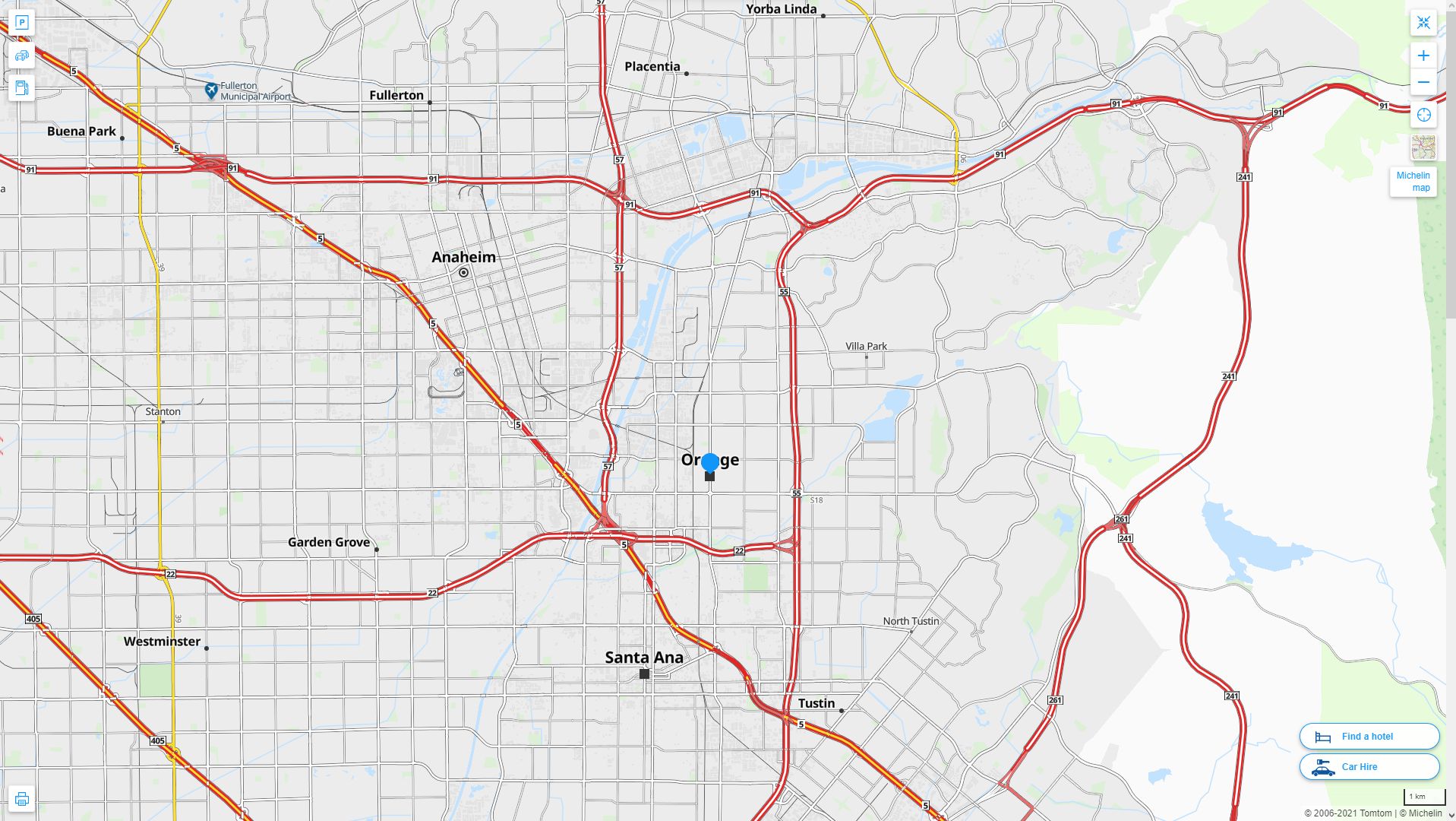 Orange California Map and Orange California Satellite Image