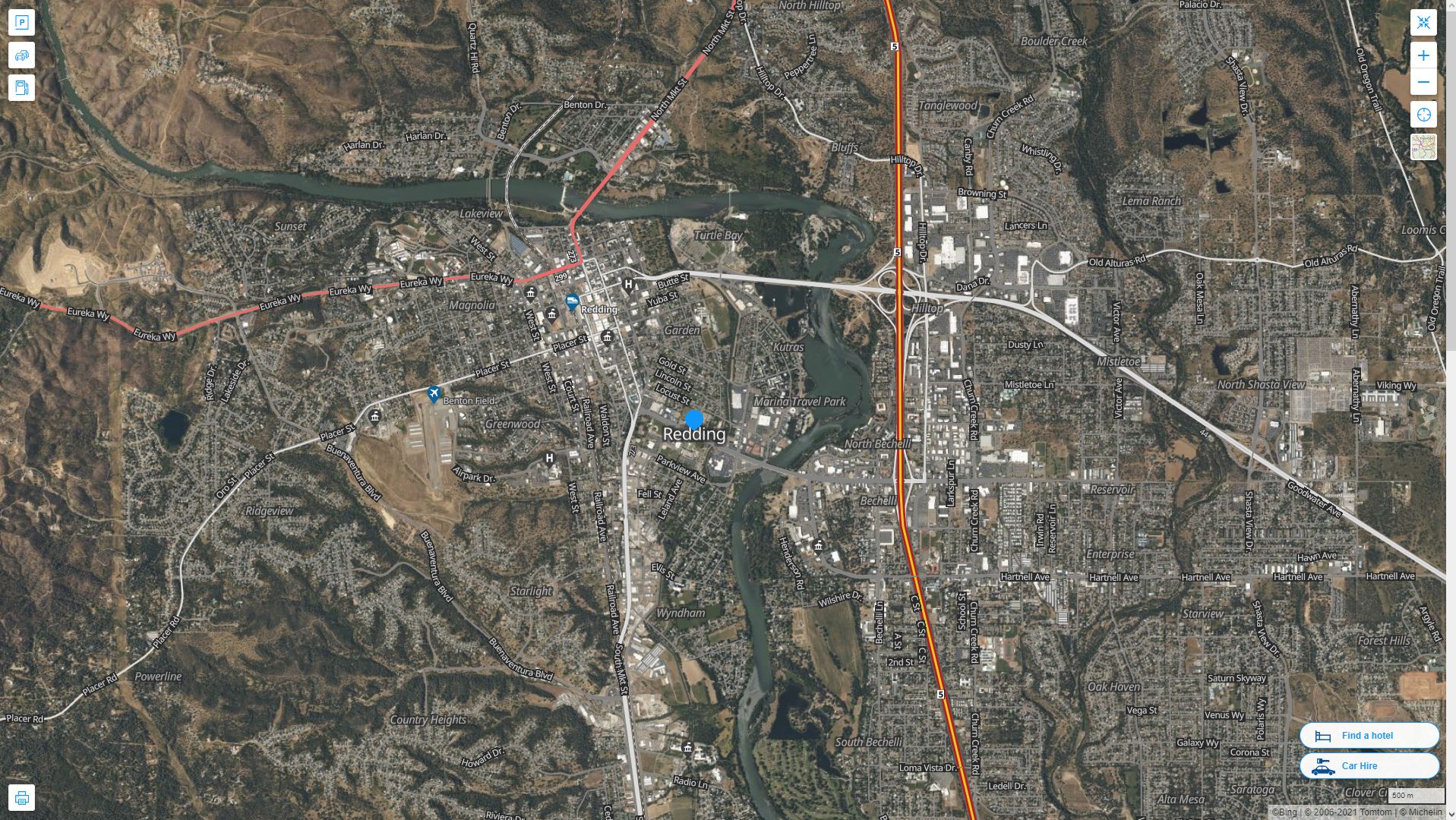 Redding California Map and Redding California Satellite Image