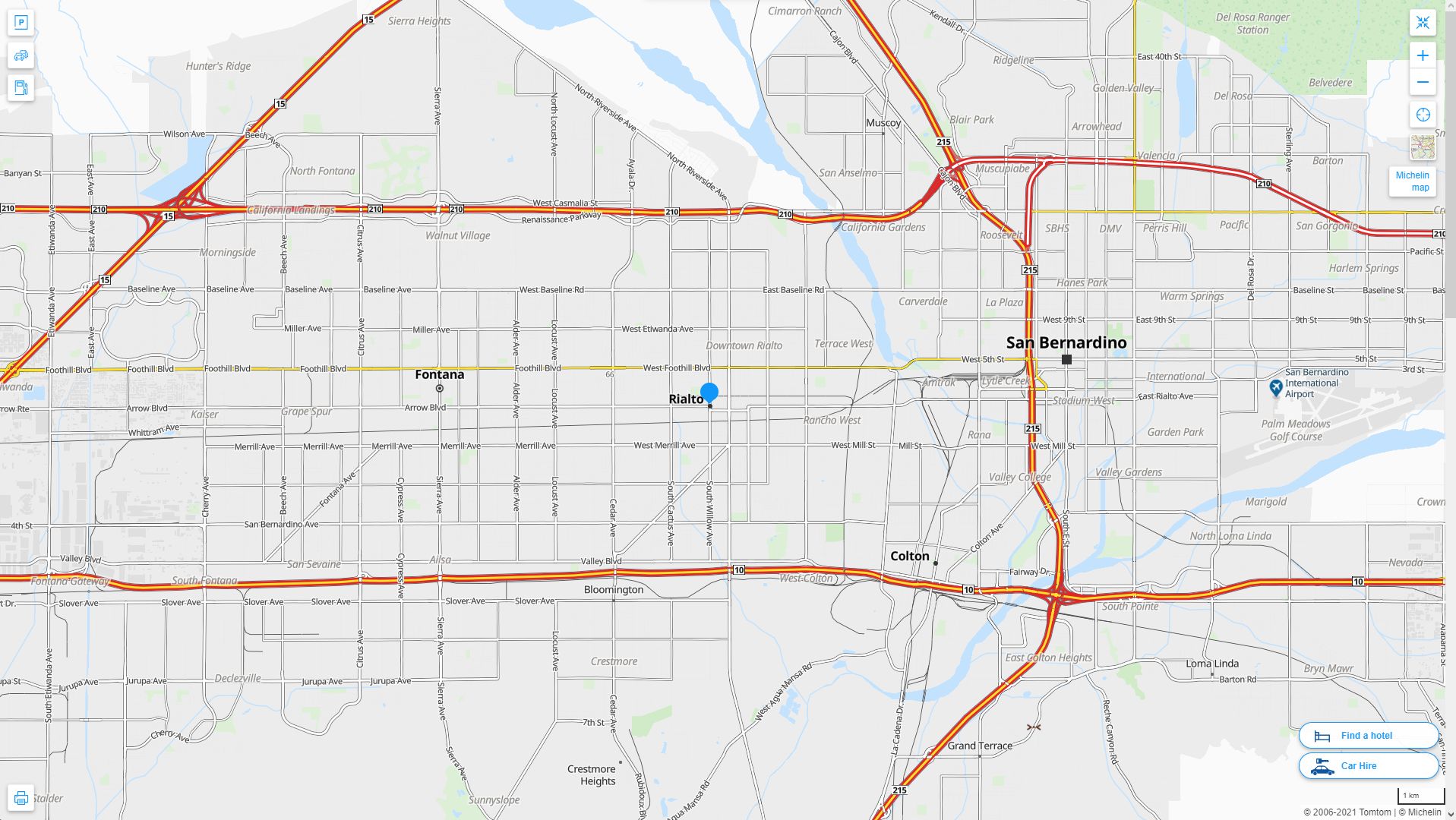 Rialto California Map and Rialto California Satellite Image