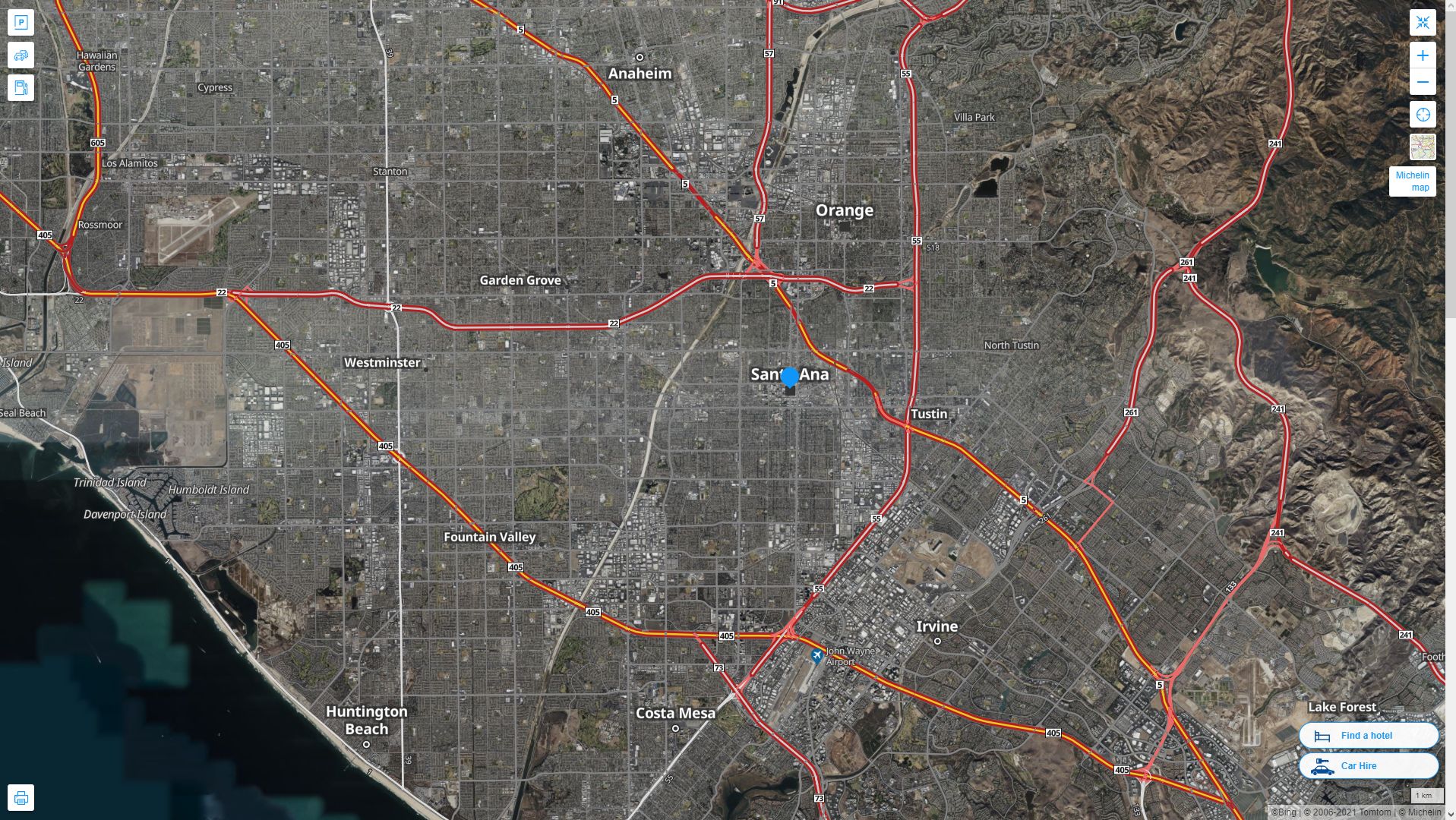Santa Ana California Map - United States