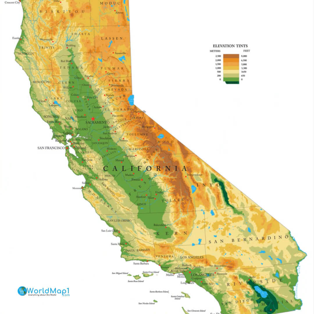 California Map and California Satellite Images