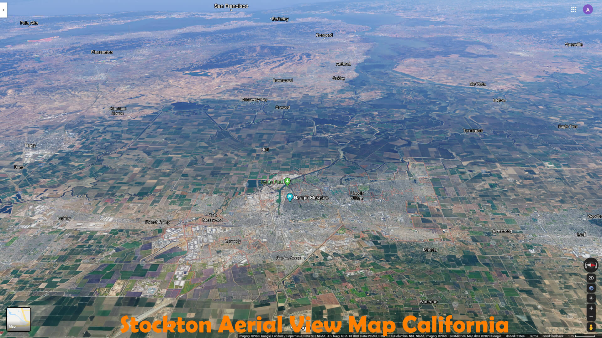 Stockton California Map and Stockton California Satellite Image