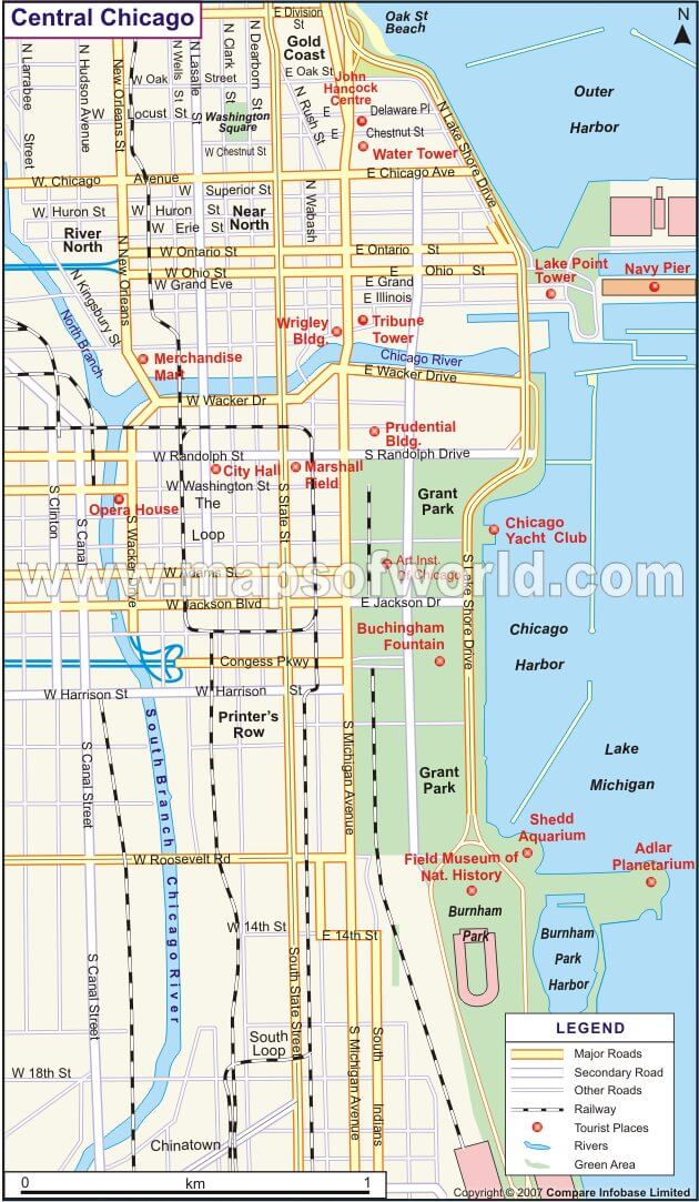 Chicago Map and Chicago Satellite Image