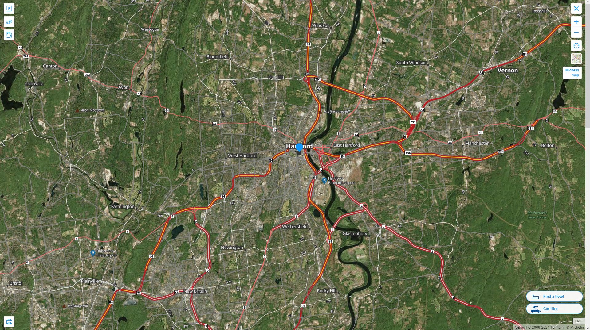 Hartford Connecticut Map and Hartford Connecticut Satellite Image