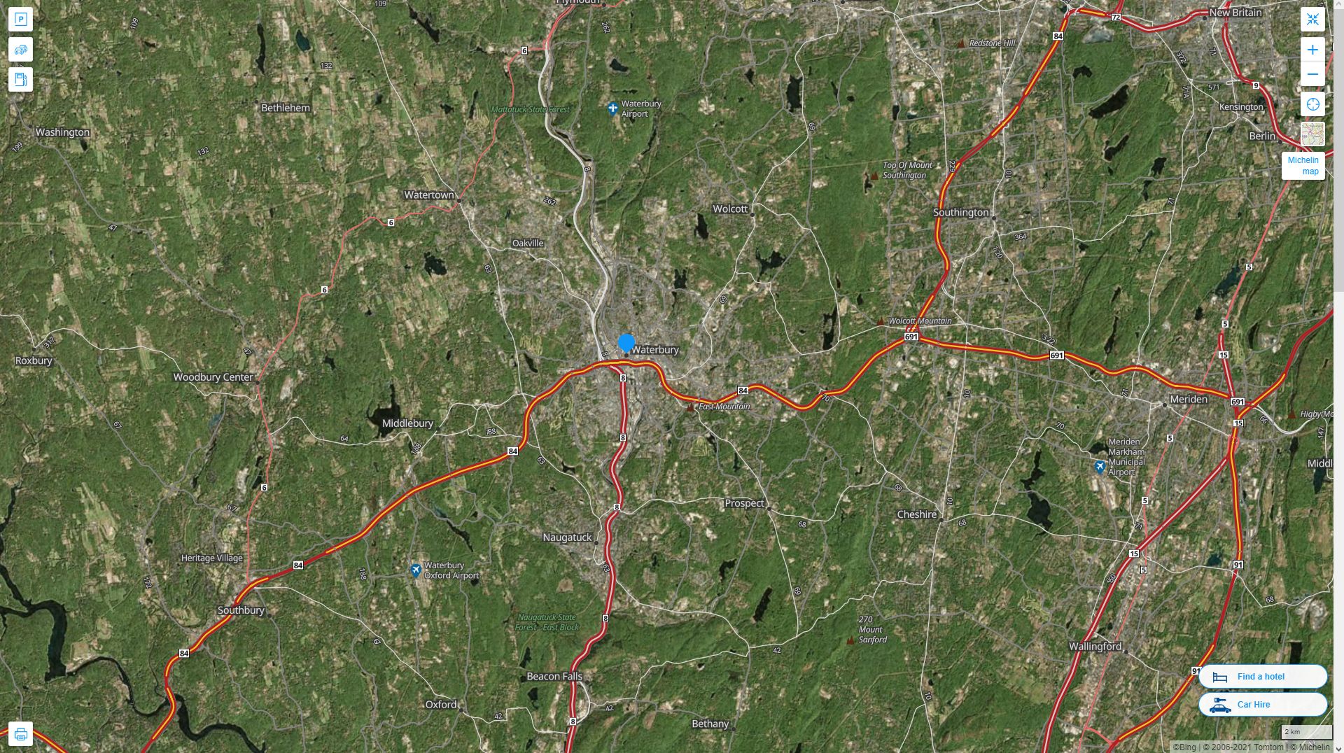 Waterbury Connecticut Map - United States