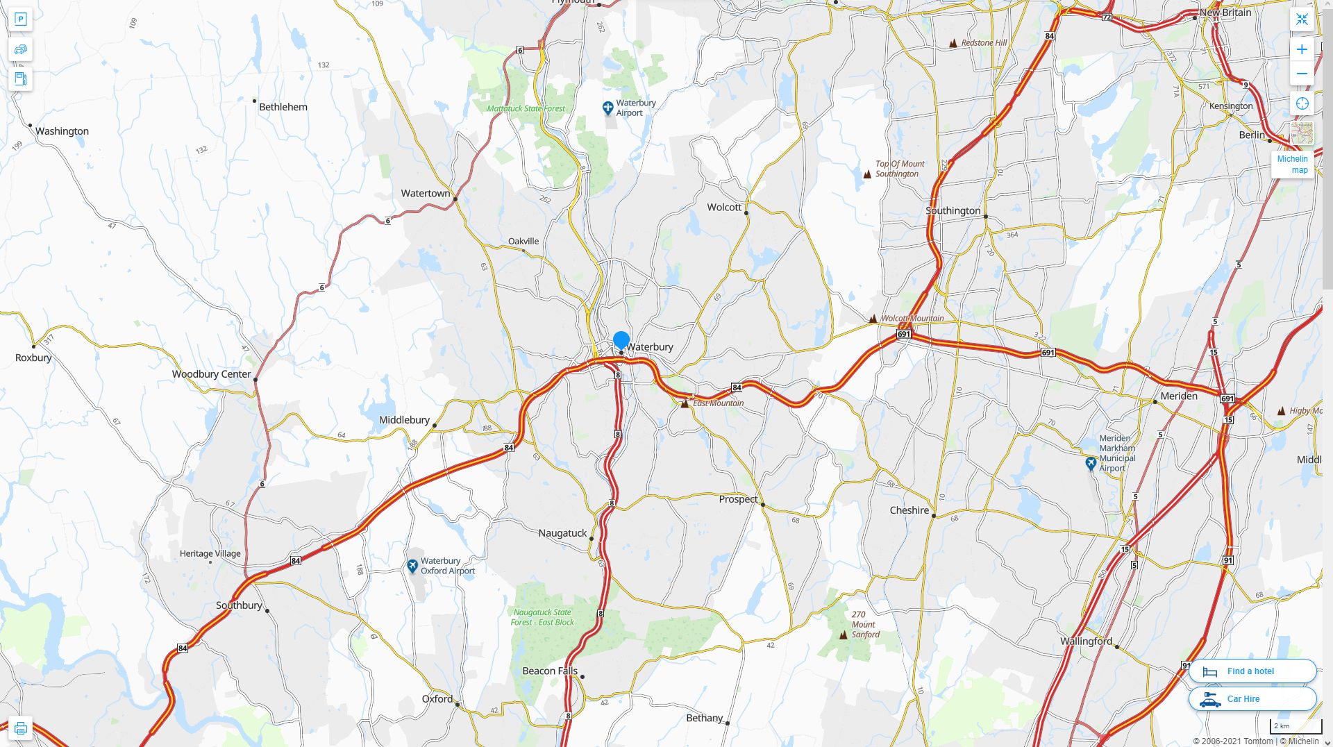 Waterbury Connecticut Map - United States