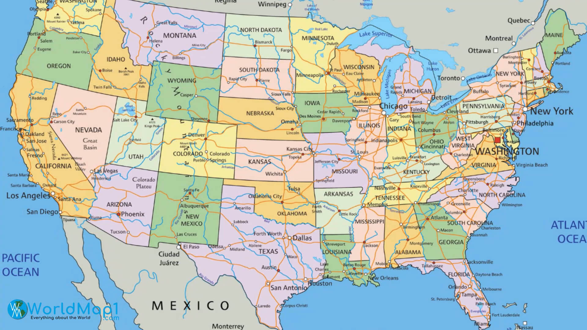 High Detailed United States of America Road Map