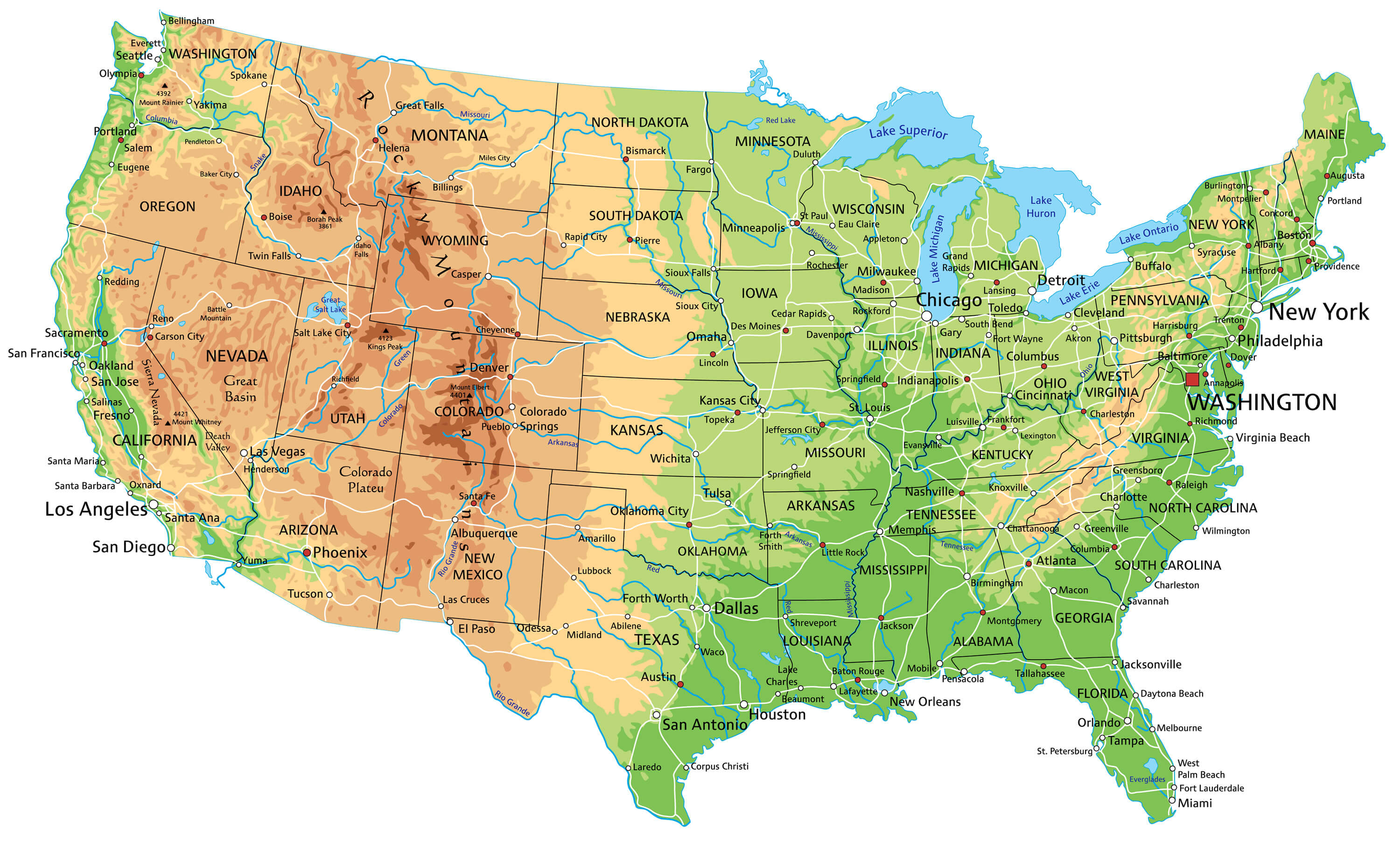 Detailed physical features map - Detailed Physical Features Map Of The ...