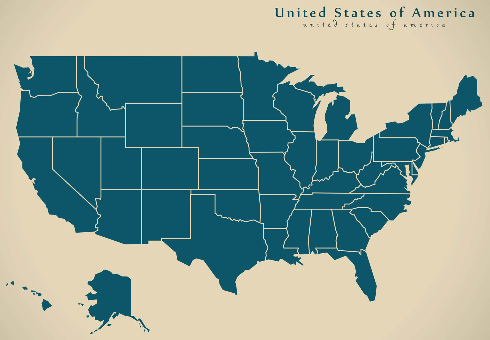 US Political Map with Capital Washington, Most Important Cit
