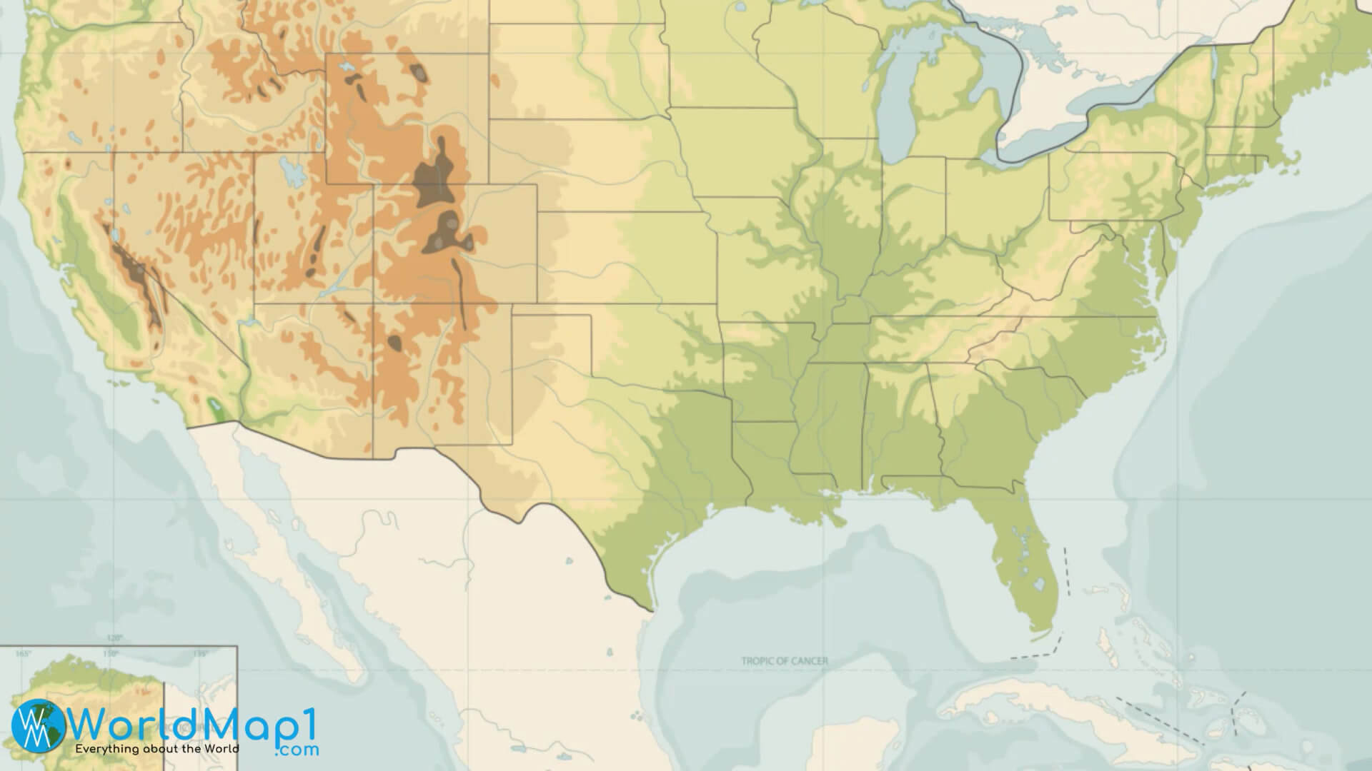United States Earth Map and Satellite Images