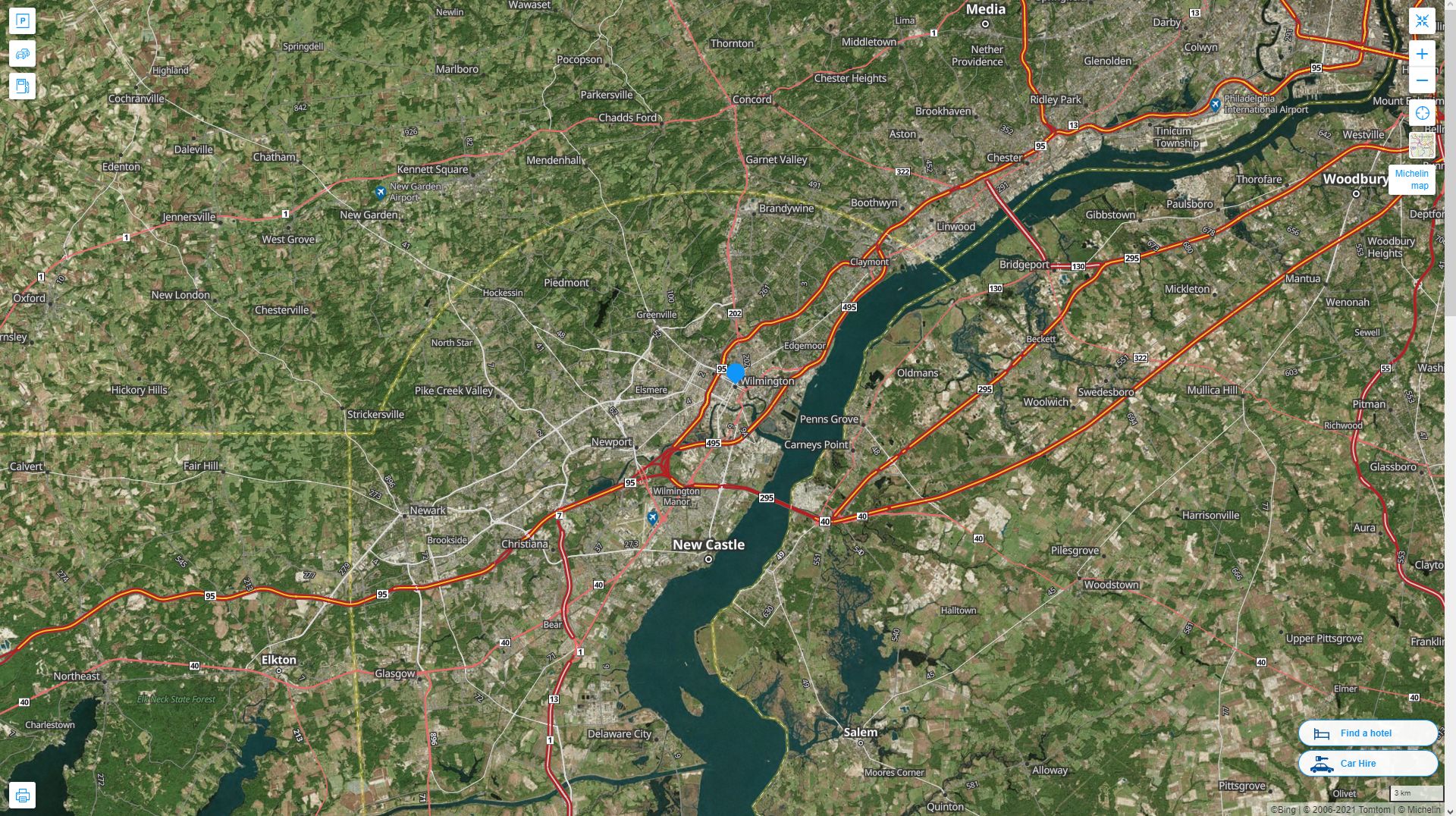 Wilmington Delaware Map and Wilmington Delaware Satellite Image