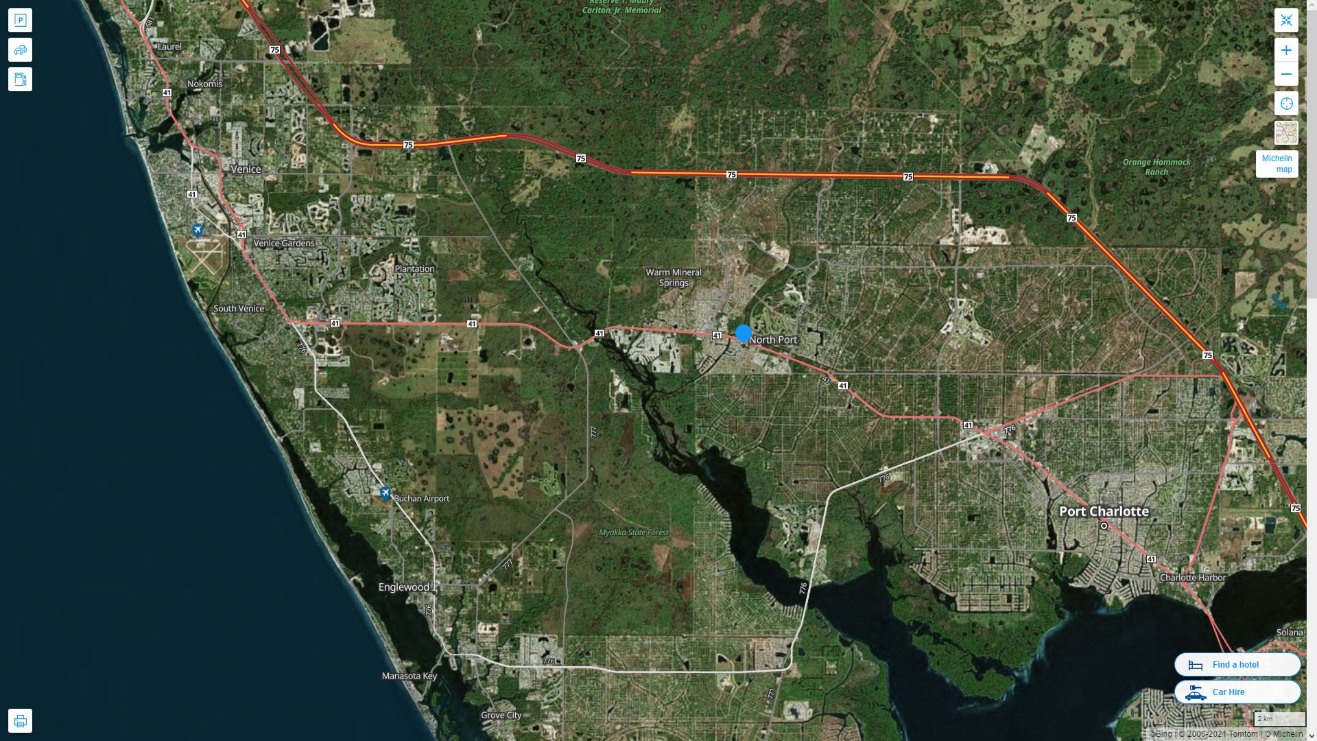 North Port Florida Map and North Port Florida Satellite Image