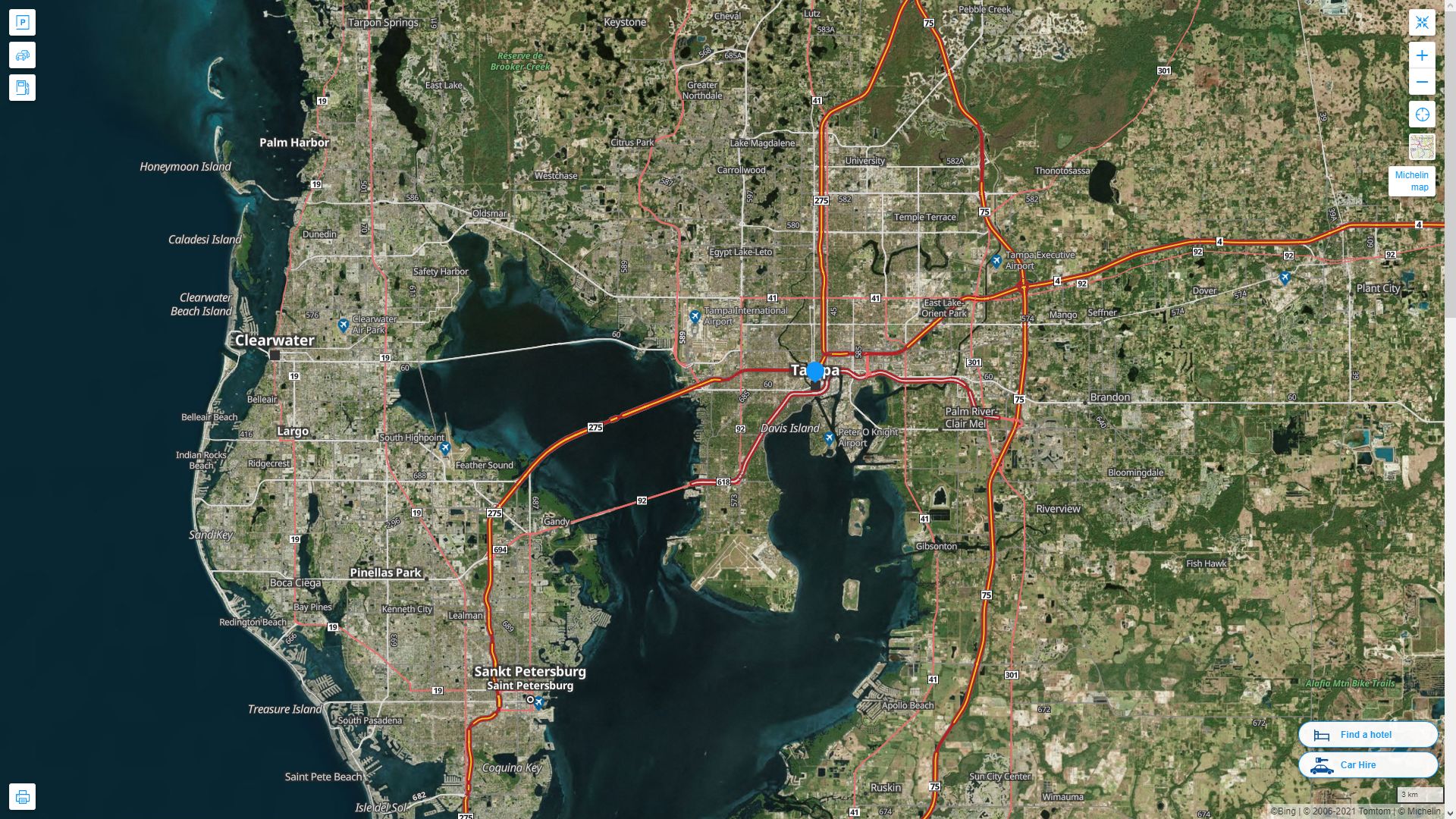Tampa Florida Map and Tampa Florida Satellite Image