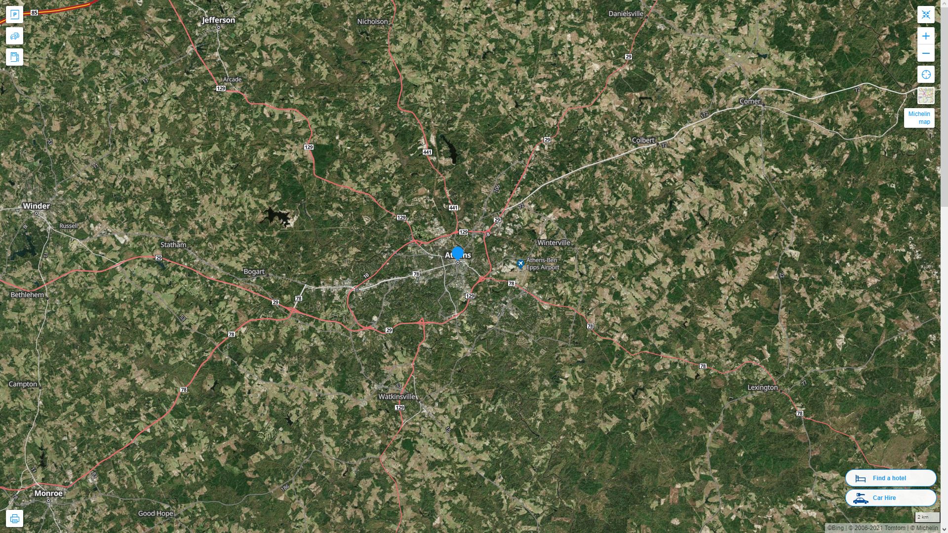 Athens Georgia Map and Athens Georgia Satellite Image