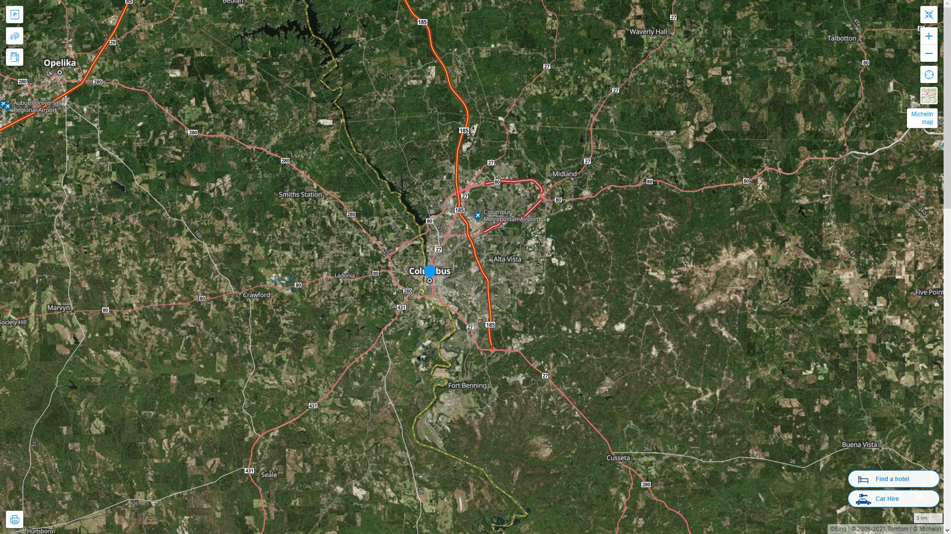 Columbus Georgia Map and Columbus Georgia Satellite Image