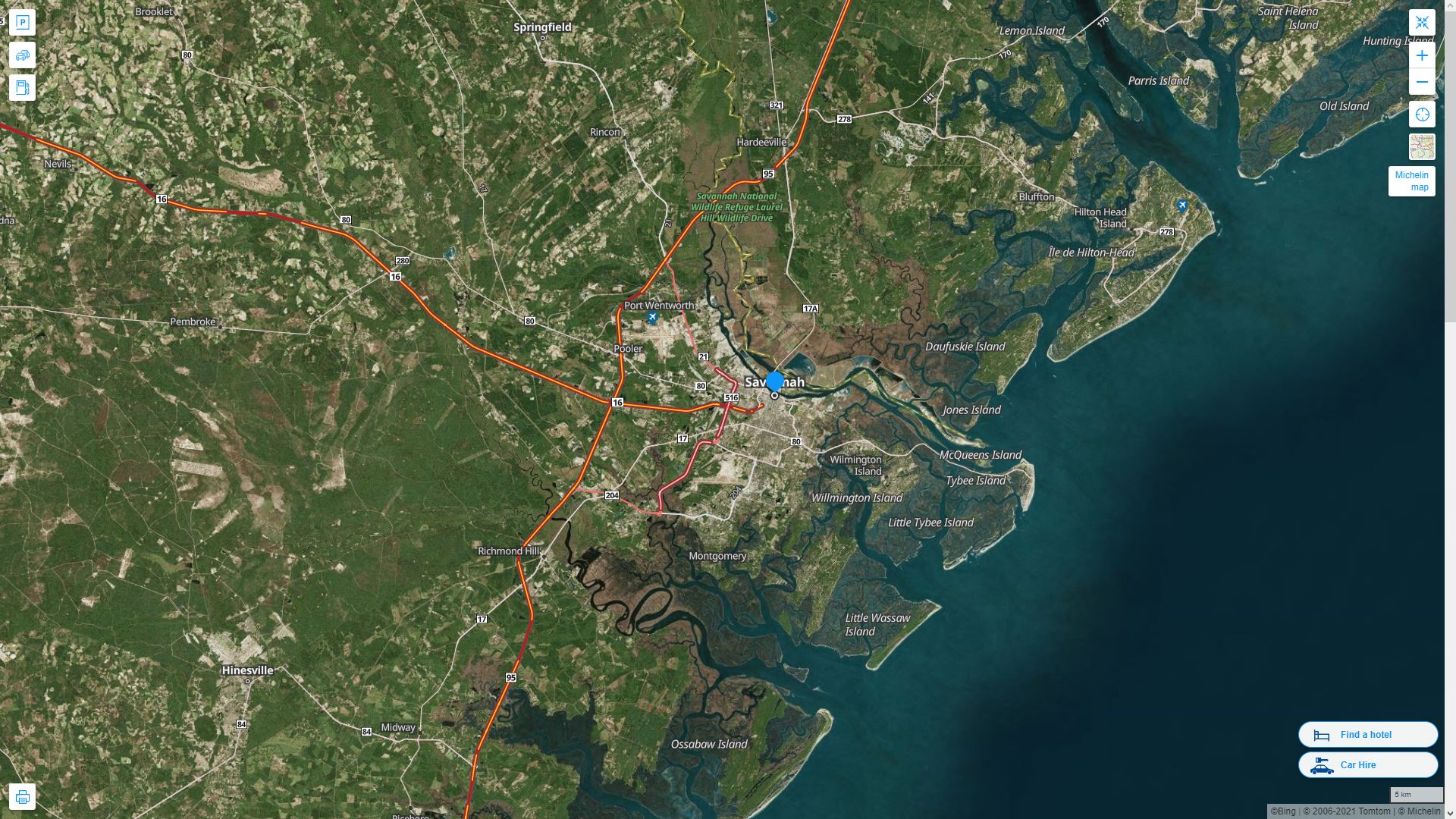 Savannah Georgia Map - United States