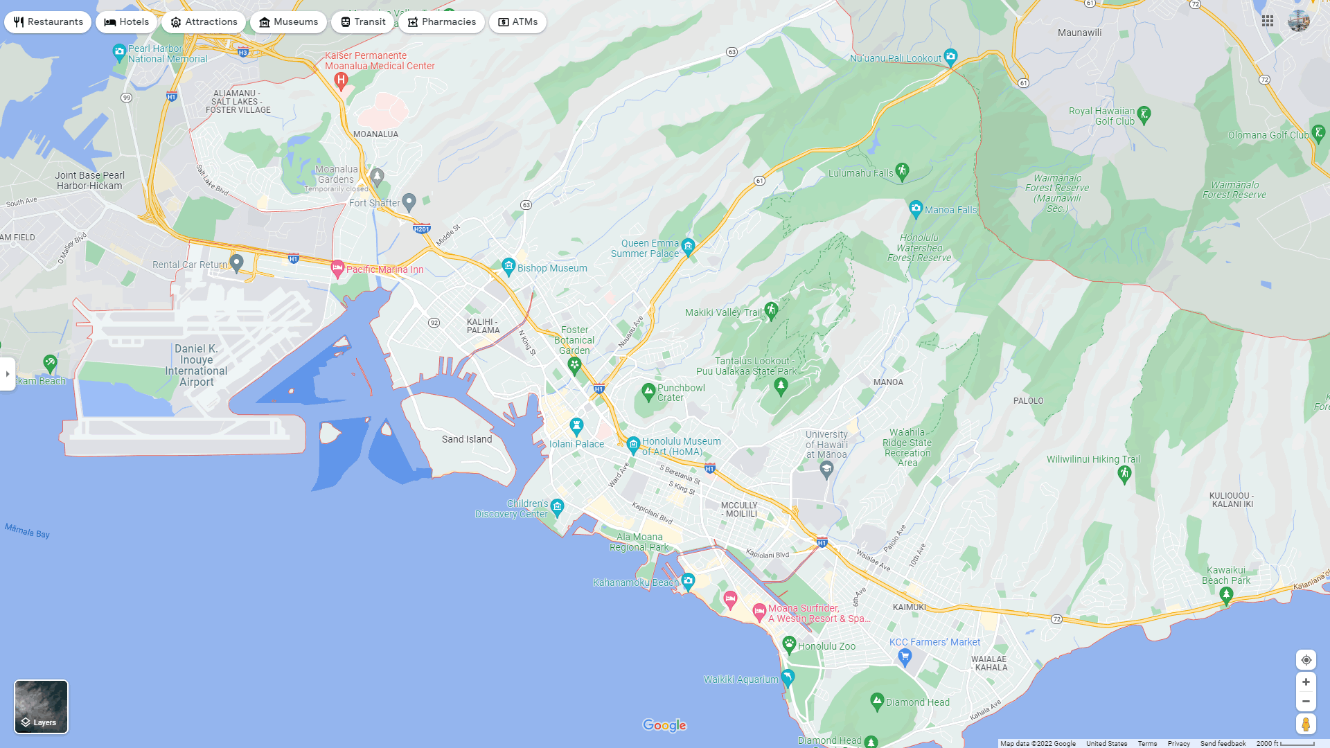 Honolulu, Hawaii Map