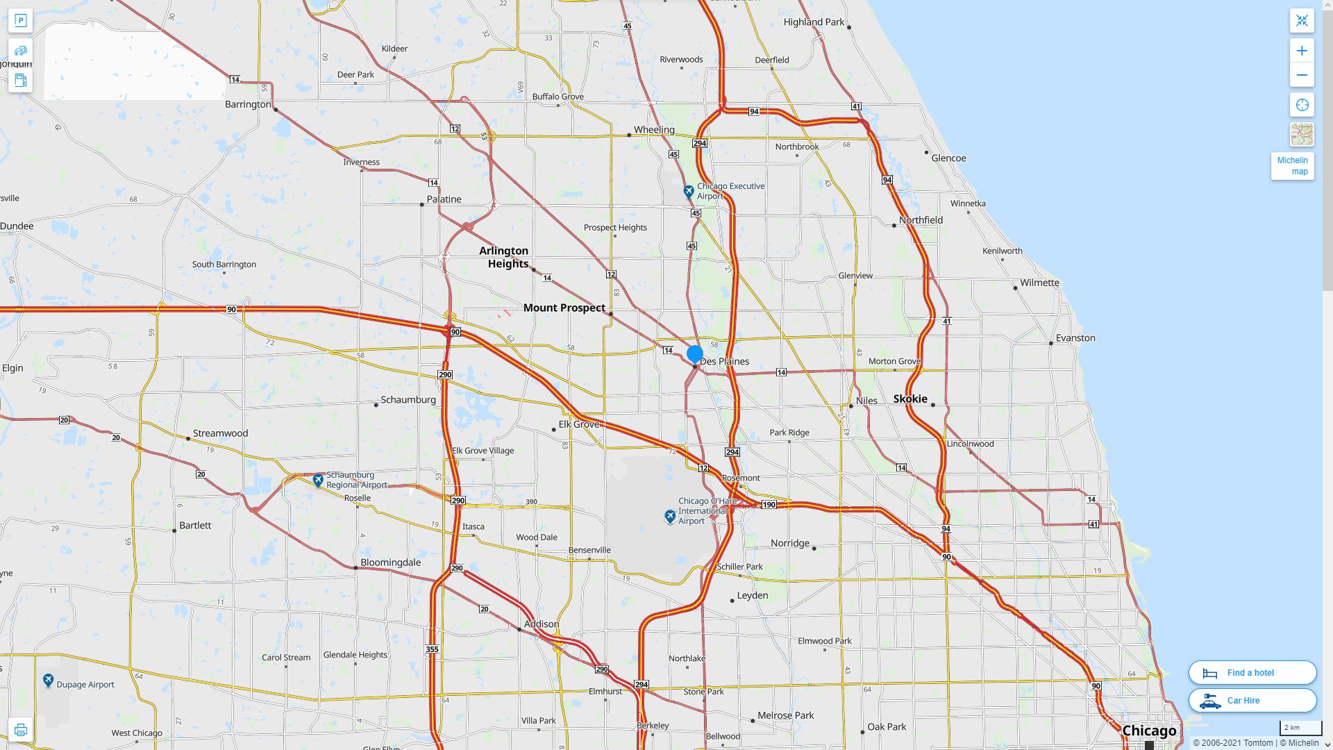 Des Plaines, Illinois Map