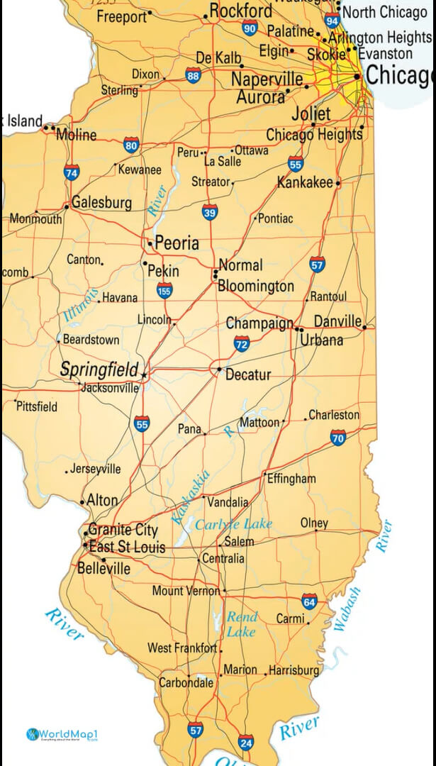 High Detailed Illinois Map