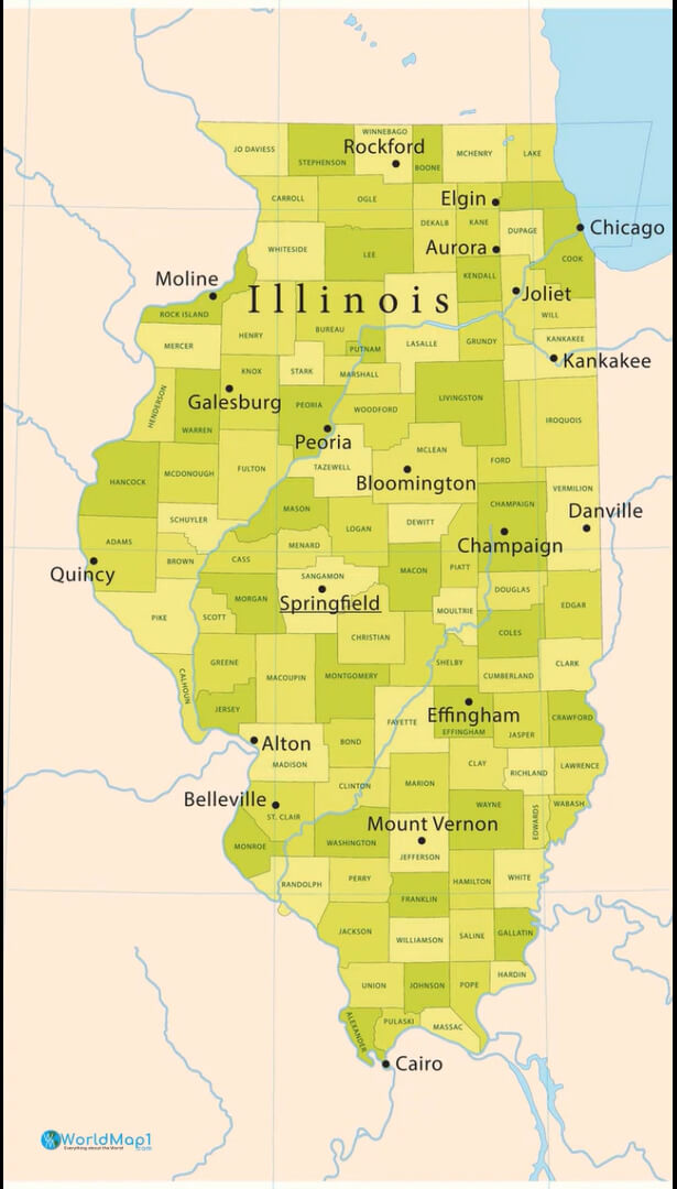 Illinois Free Printable Map