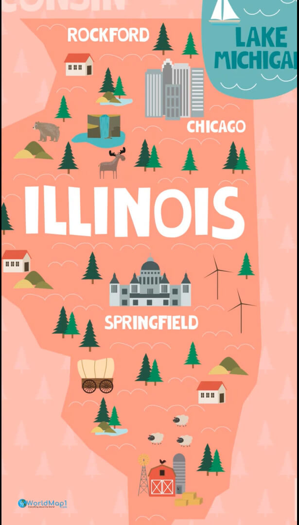 Where is Located Illinois in the US and Cities Map of Illino