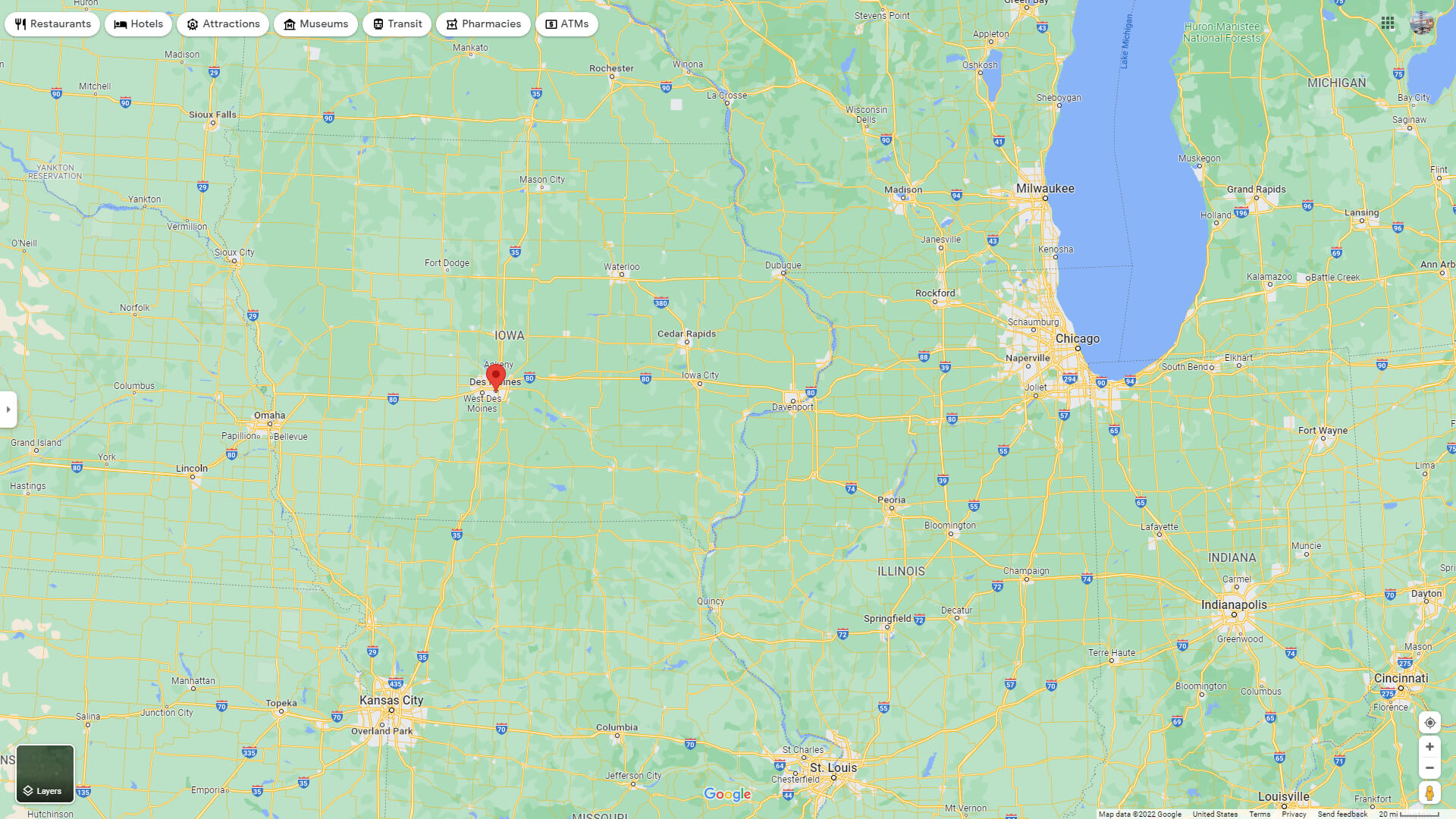 Des Moines iowa Map - United States