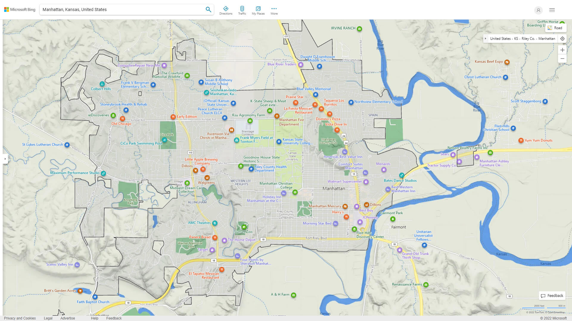 Manhattan Kansas Map and Manhattan Kansas Satellite Image