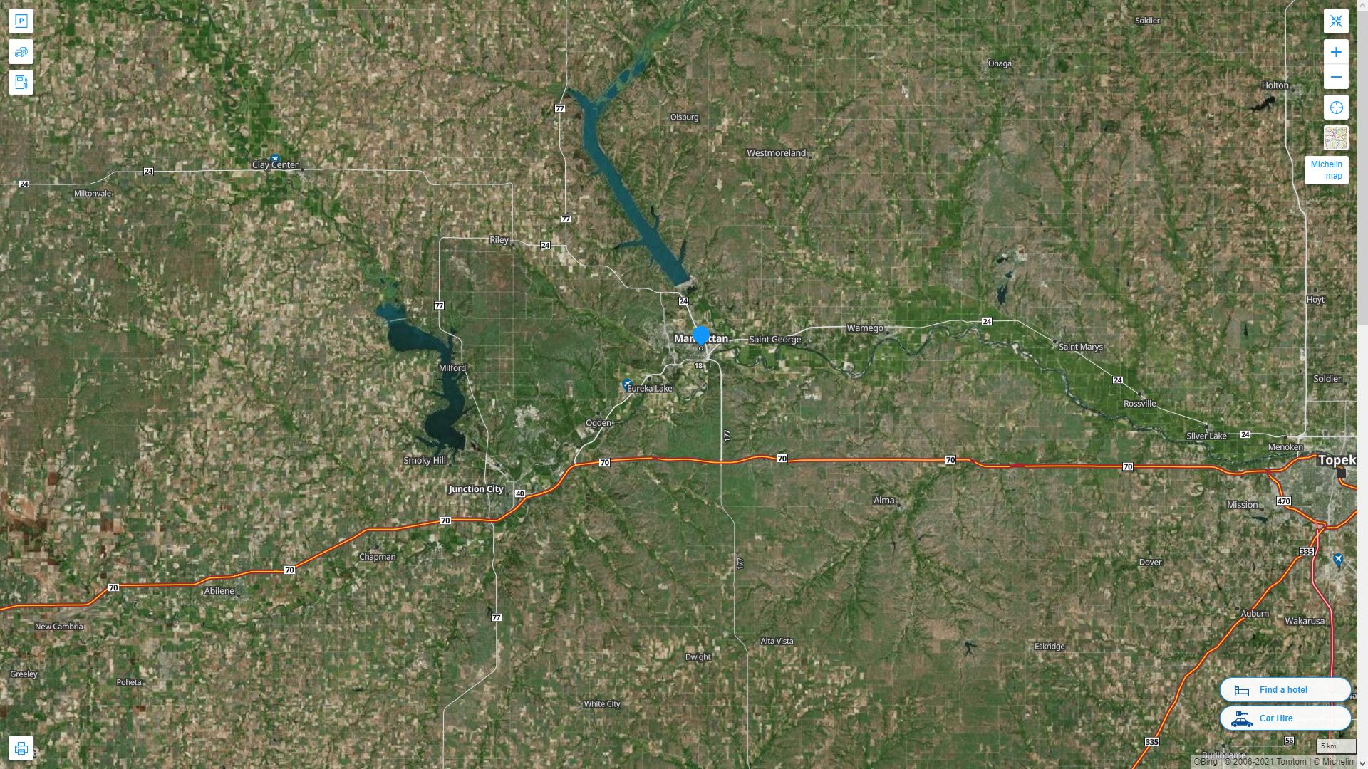 Manhattan Kansas Map and Manhattan Kansas Satellite Image