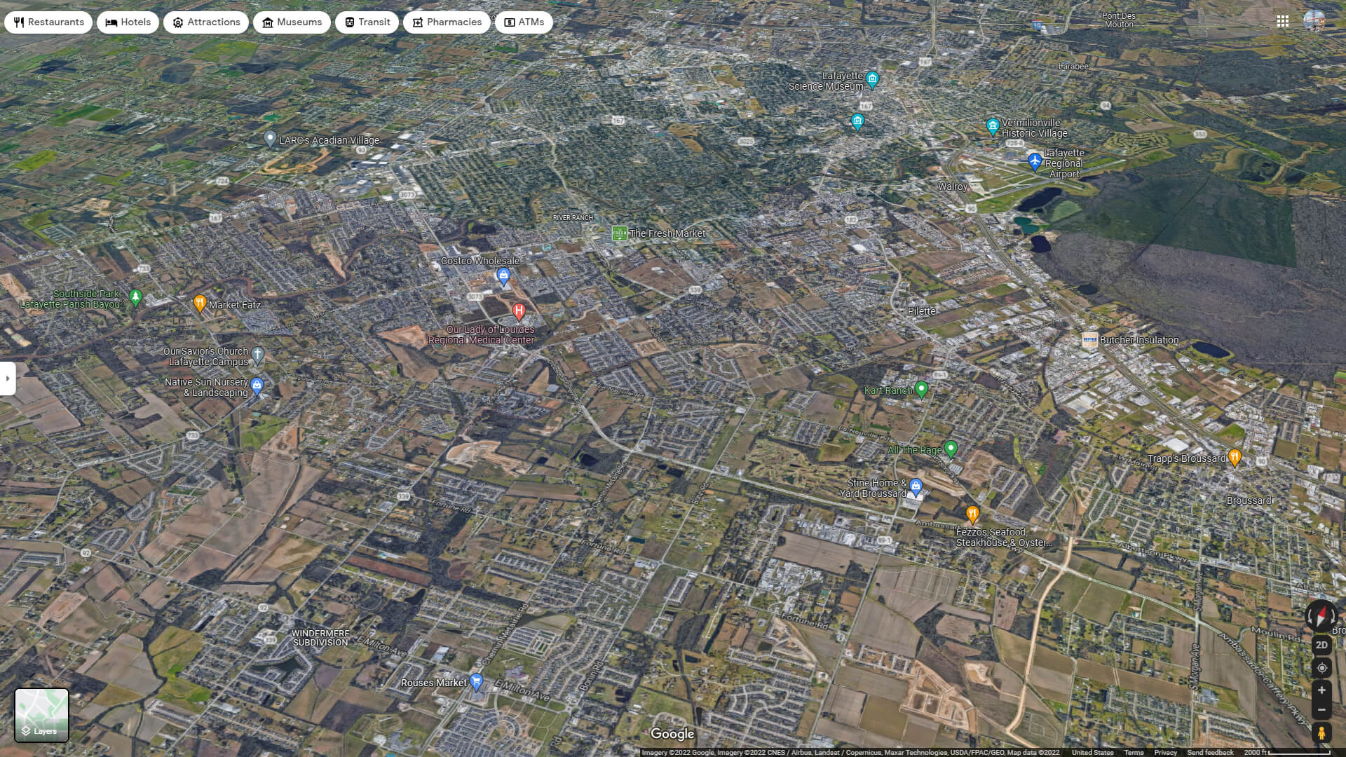 Lafayette Louisiana Map and Lafayette Louisiana Satellite Image