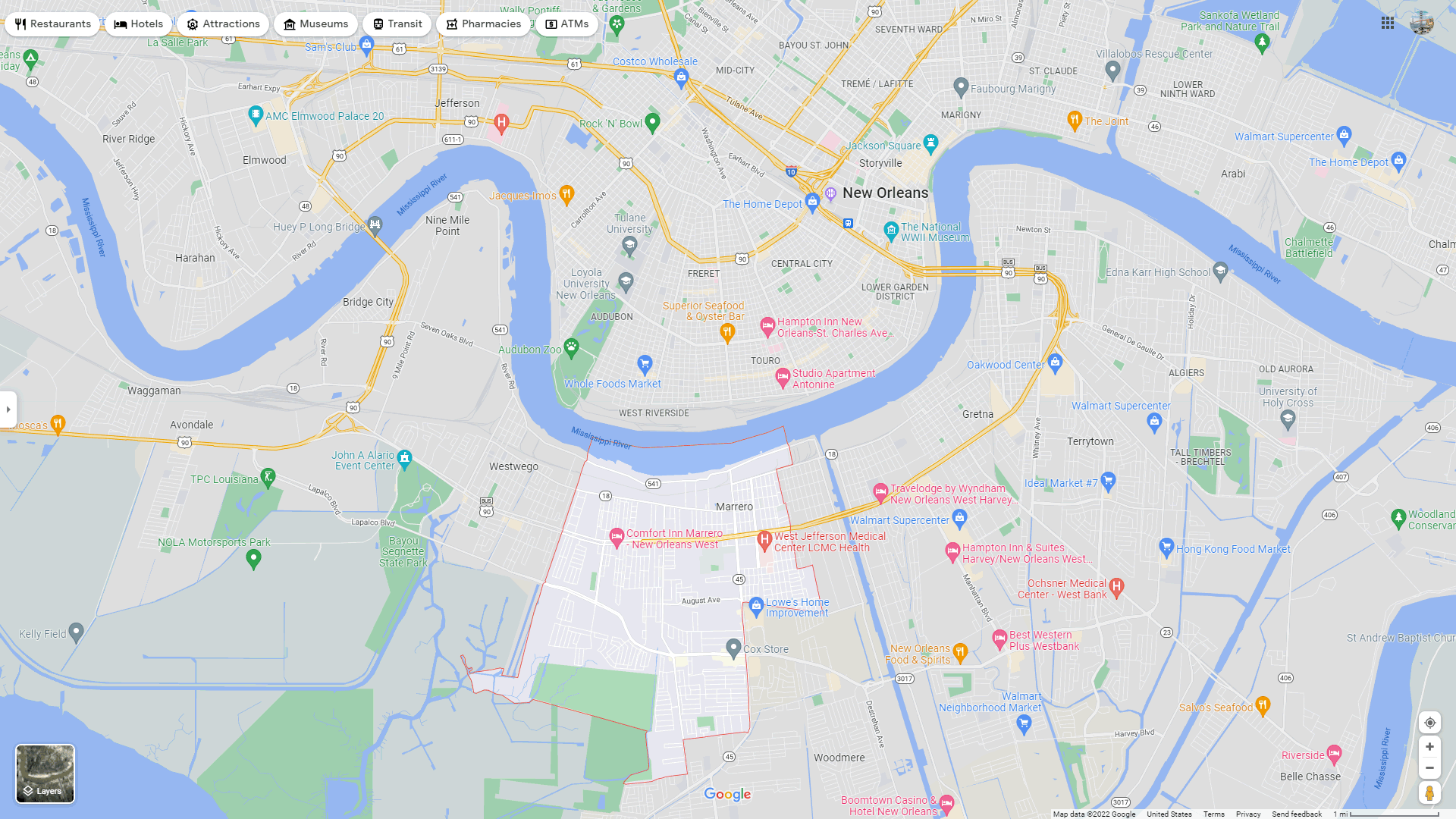Marrero, Louisiana Map