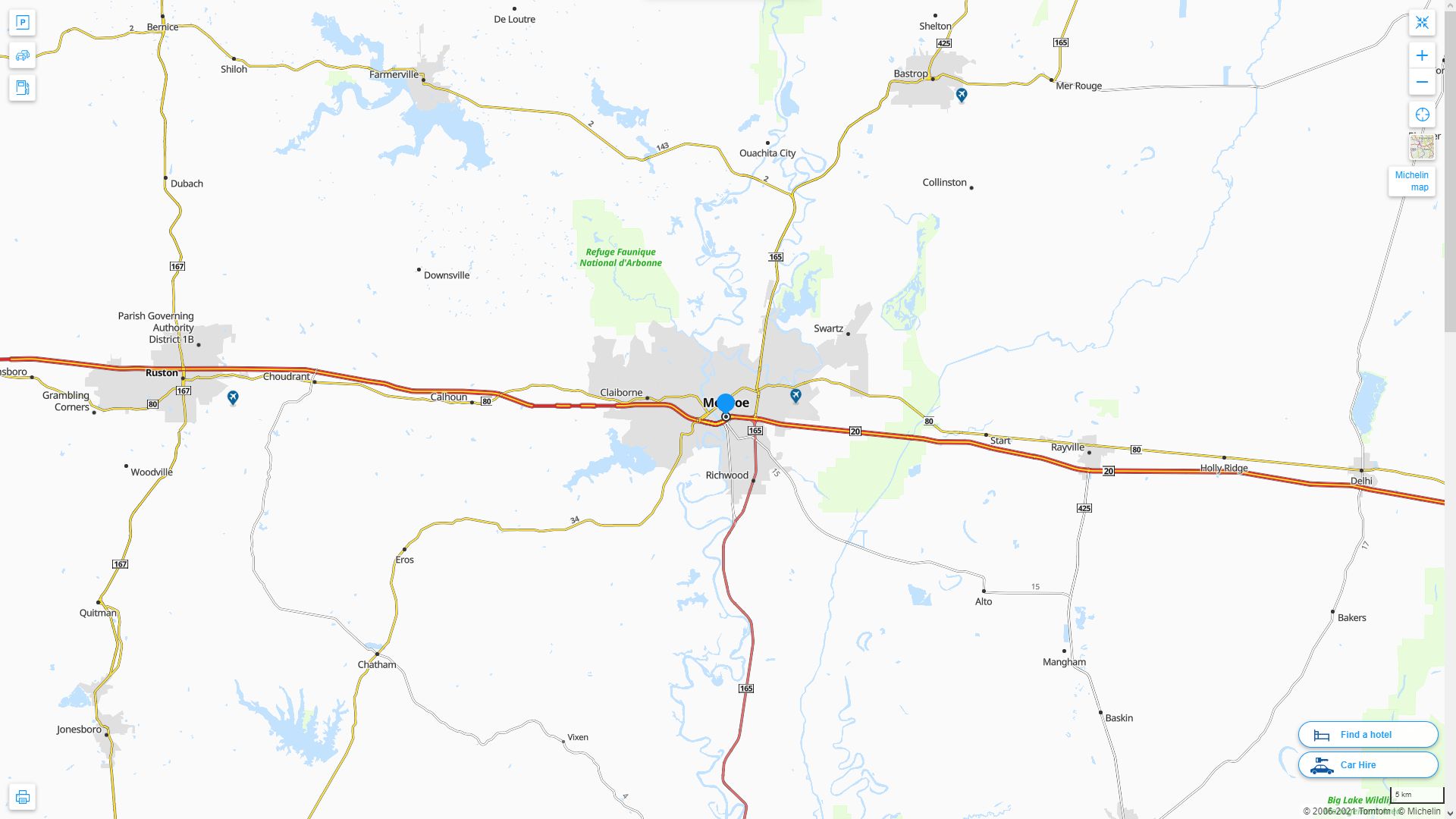 Monroe Louisiana Map and Monroe Louisiana Satellite Image