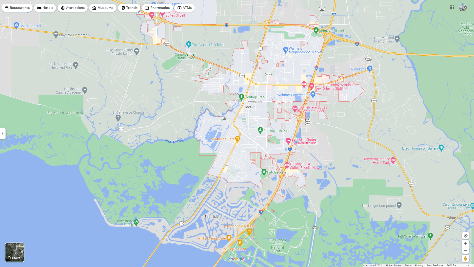 Slidell Louisiana Map and Slidell Louisiana Satellite Image